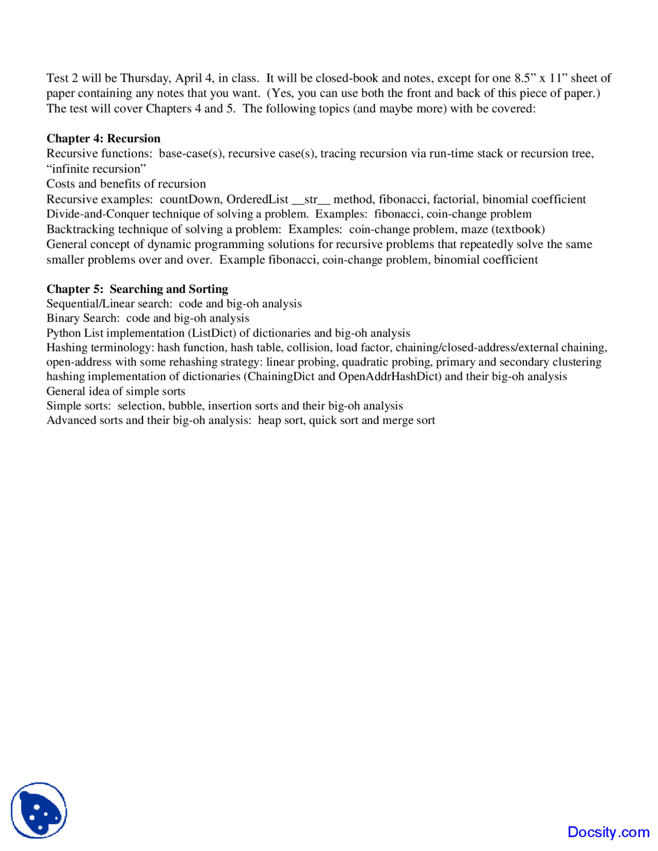Recursion Data Structures Lecture Notes Docsity 6005