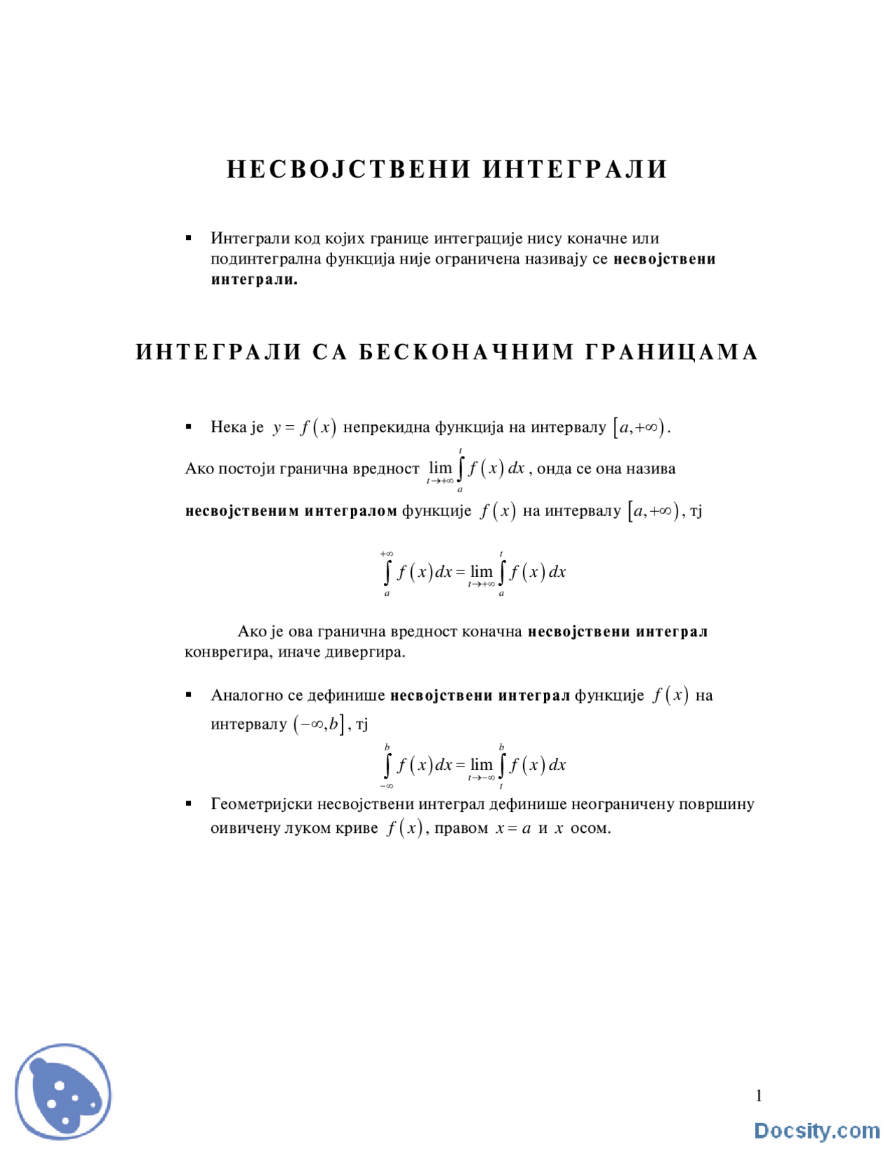 Nesvojstveni integral-Skripta-Matematika 2-Elektrotehnika i racunarstvo | Rezime' predlog ...
