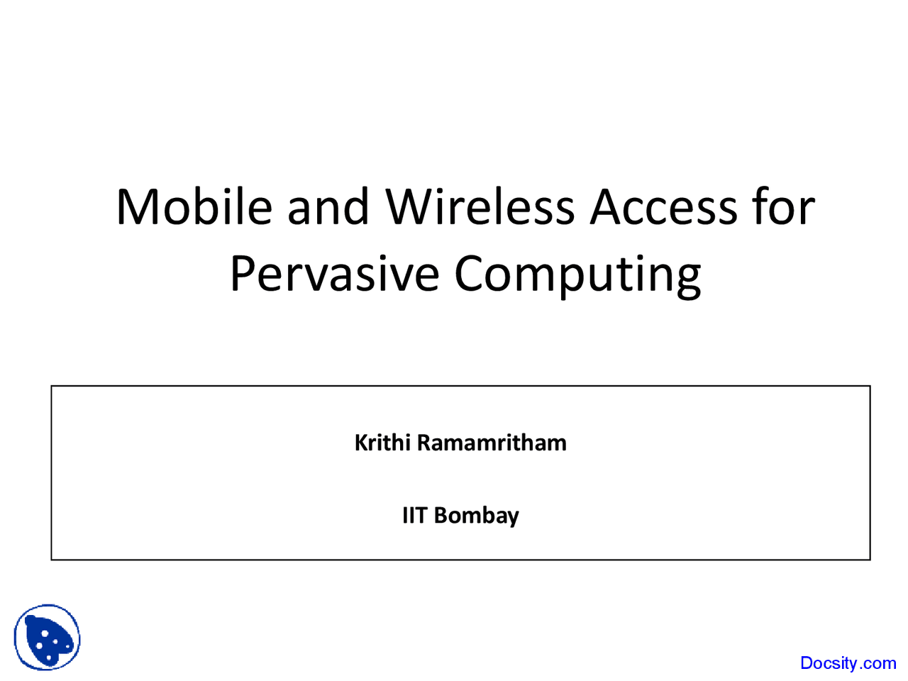 Wireless Access Mobile Communications Lecture Slides Docsity