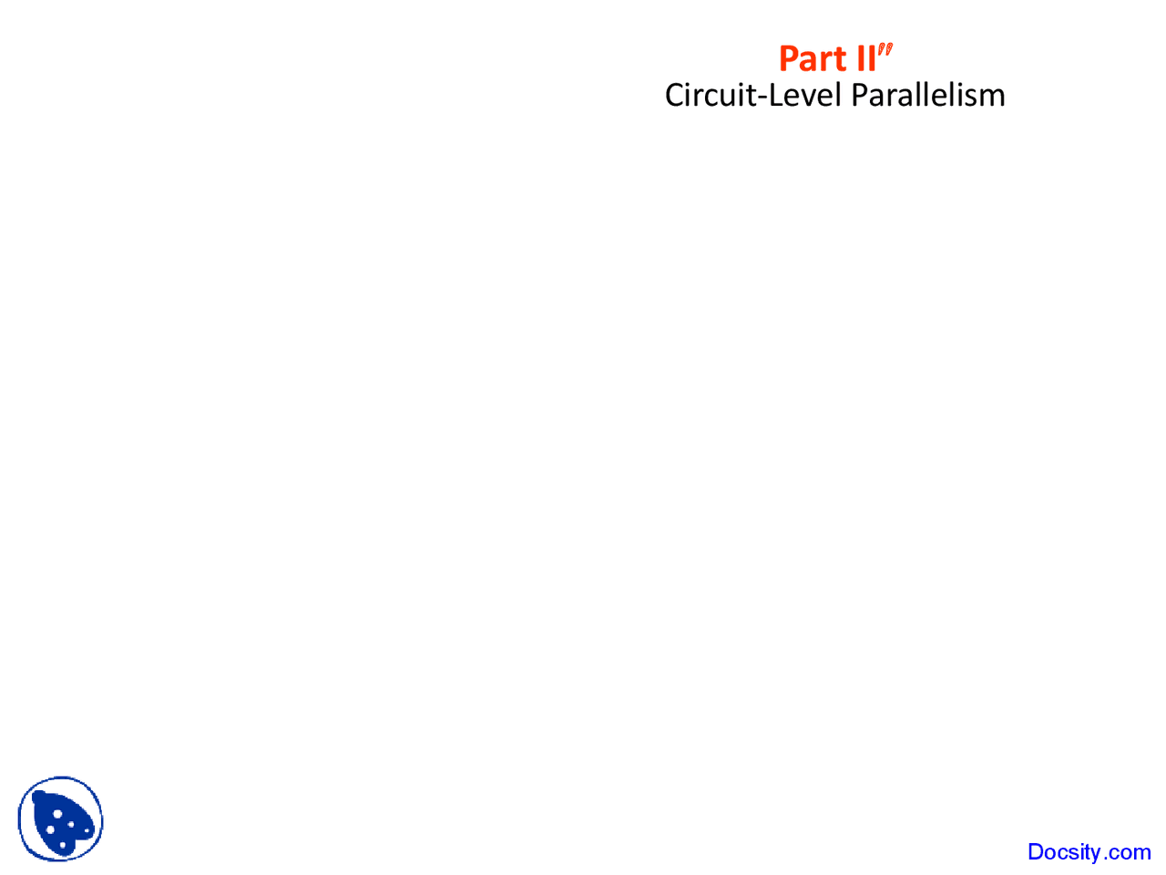Circuit Level Parallelism Parallel Processing Lecture Slides Docsity