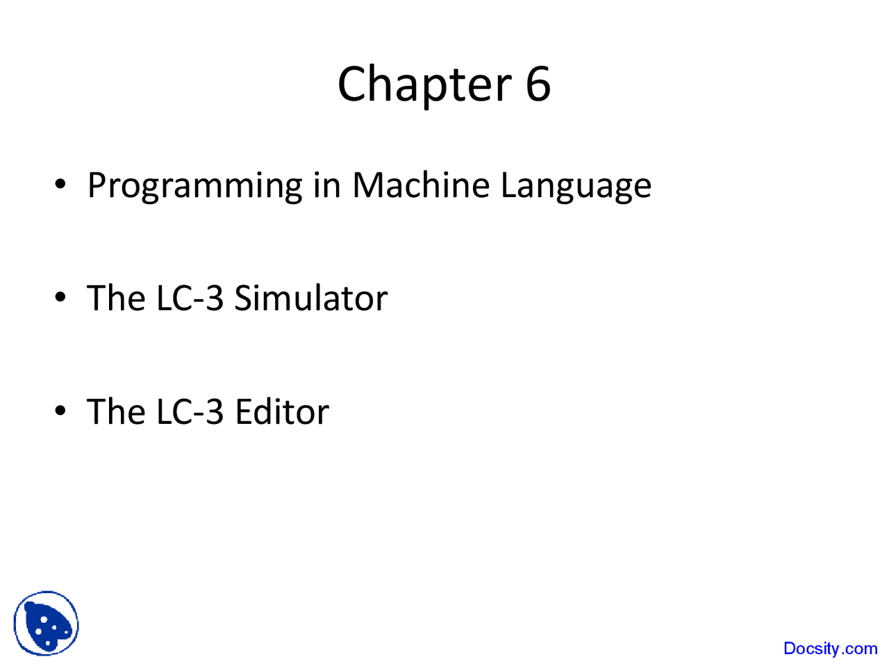 Programming in Machine Language - Machine Organization - Lecture Slides - Docsity