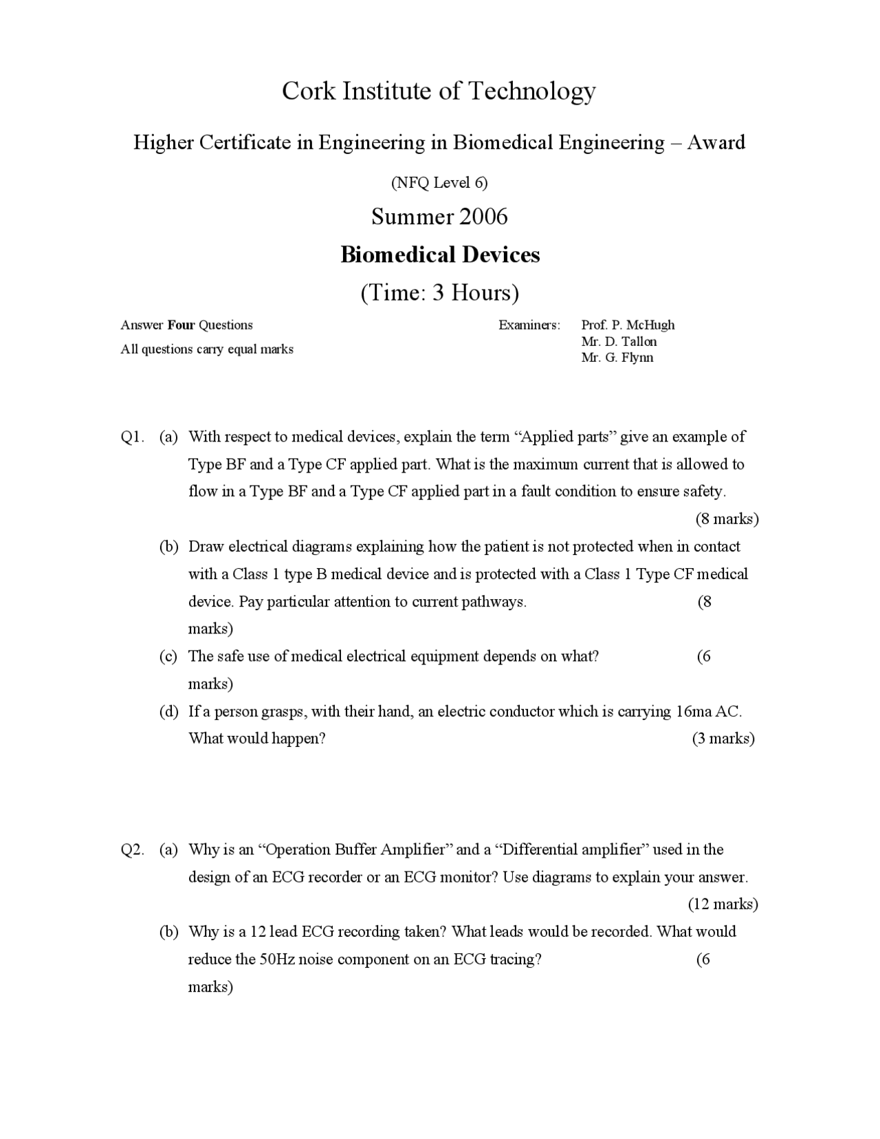 Typically Taken - Biomedical Devices - Past Exam Paper | Exams ...