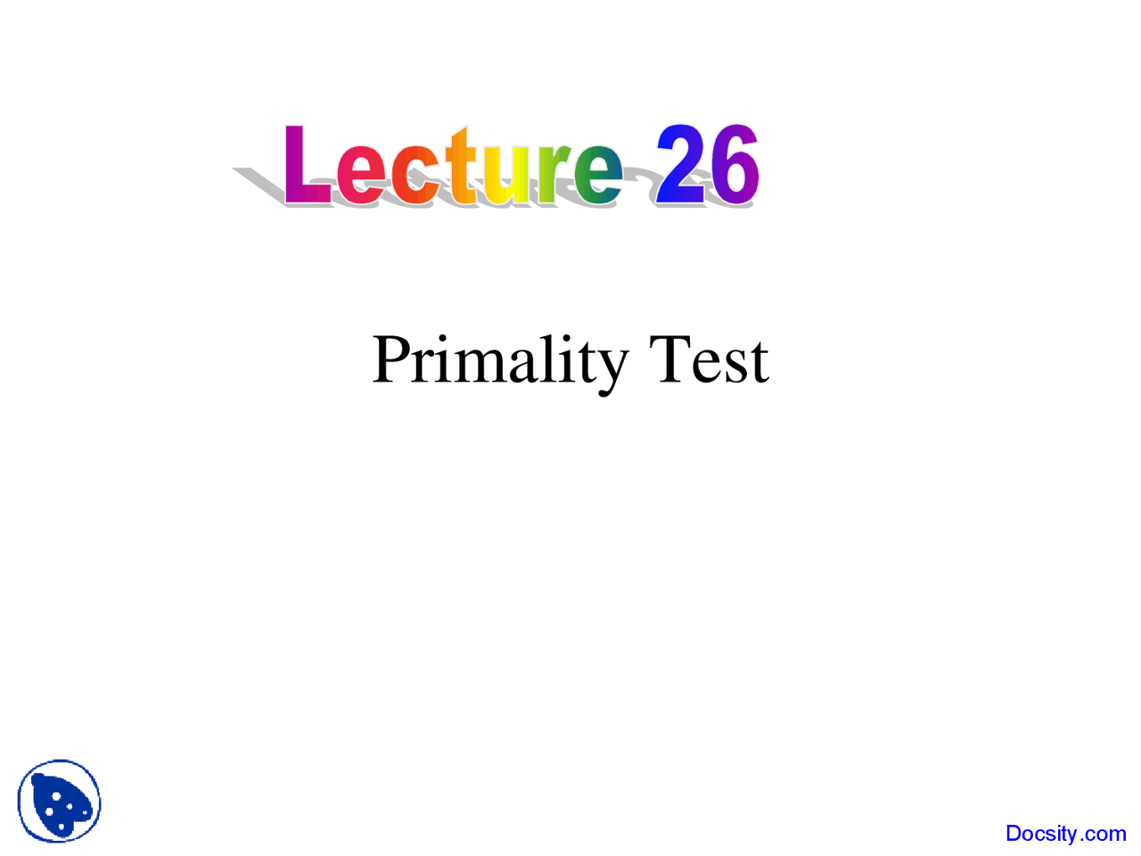 Primality Test Data Structures Lecture Slides Docsity