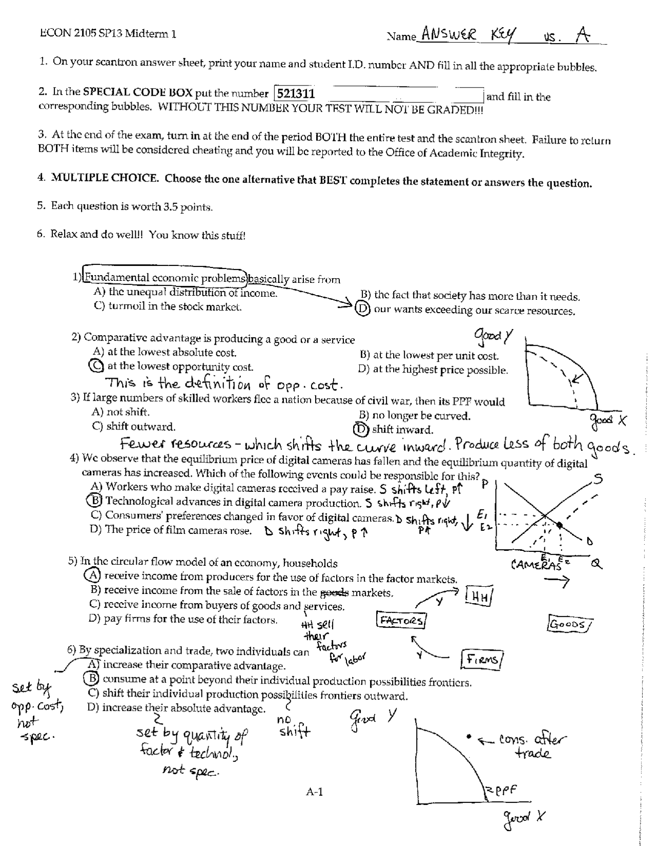 Midterm Exam 1 With Answer Key Principles Of Macroeconomics Econ