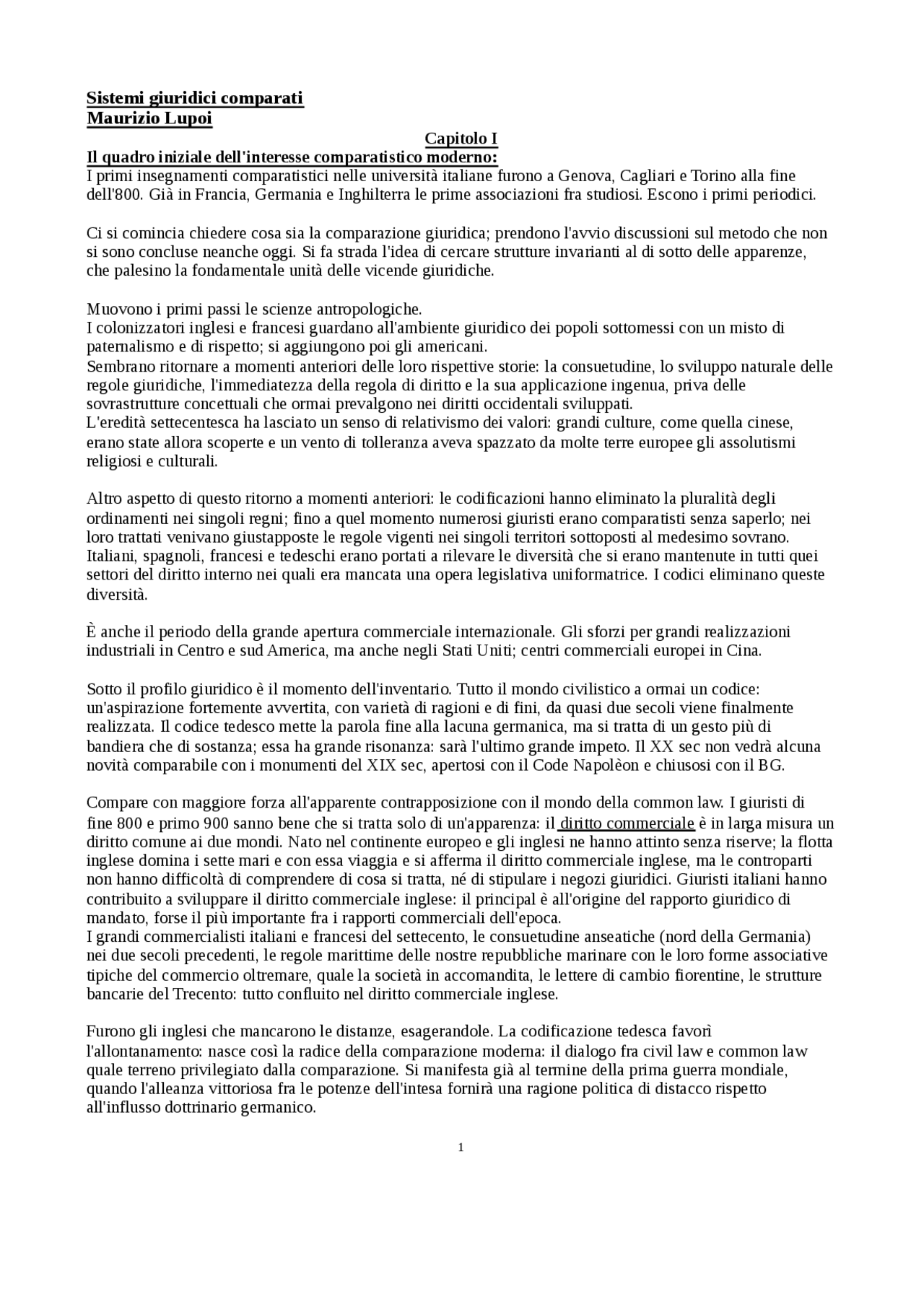 Lupoi Riassunti Sistemi Giuridici Comparati Docsity