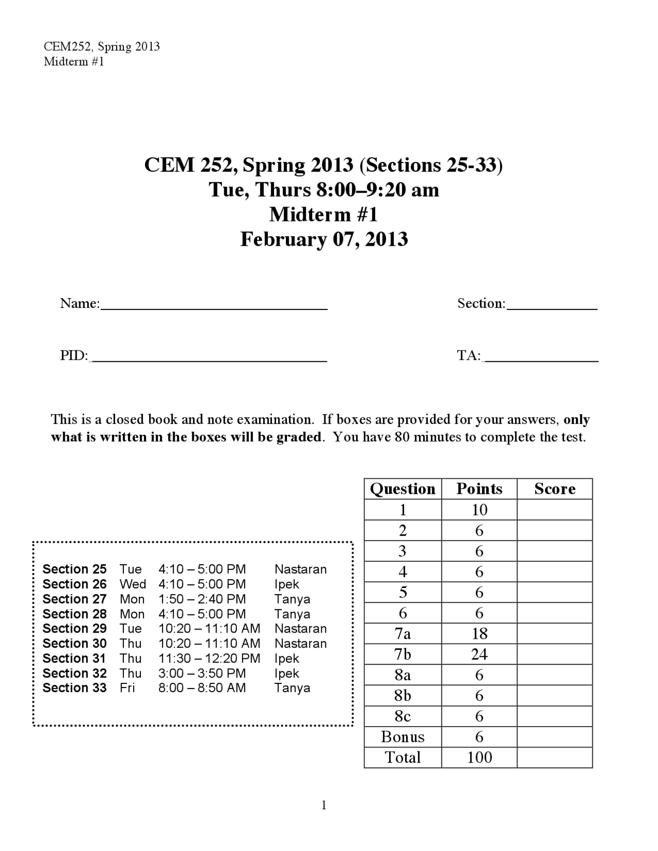 8 Solved Problems On Organic Compounds Test 1 Cem 252 Docsity