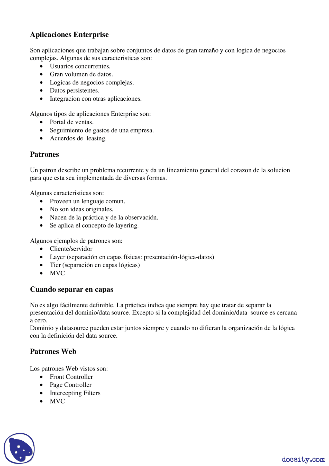 Patrones Web - Apuntes - Arquitectura Web - Docsity