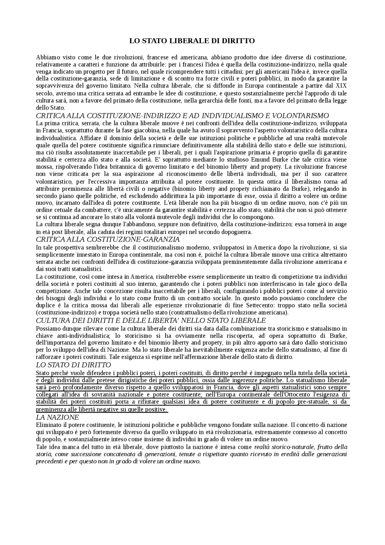 Lo stato liberale di diritto - Fioravanti - Riassunto - Diritto ...