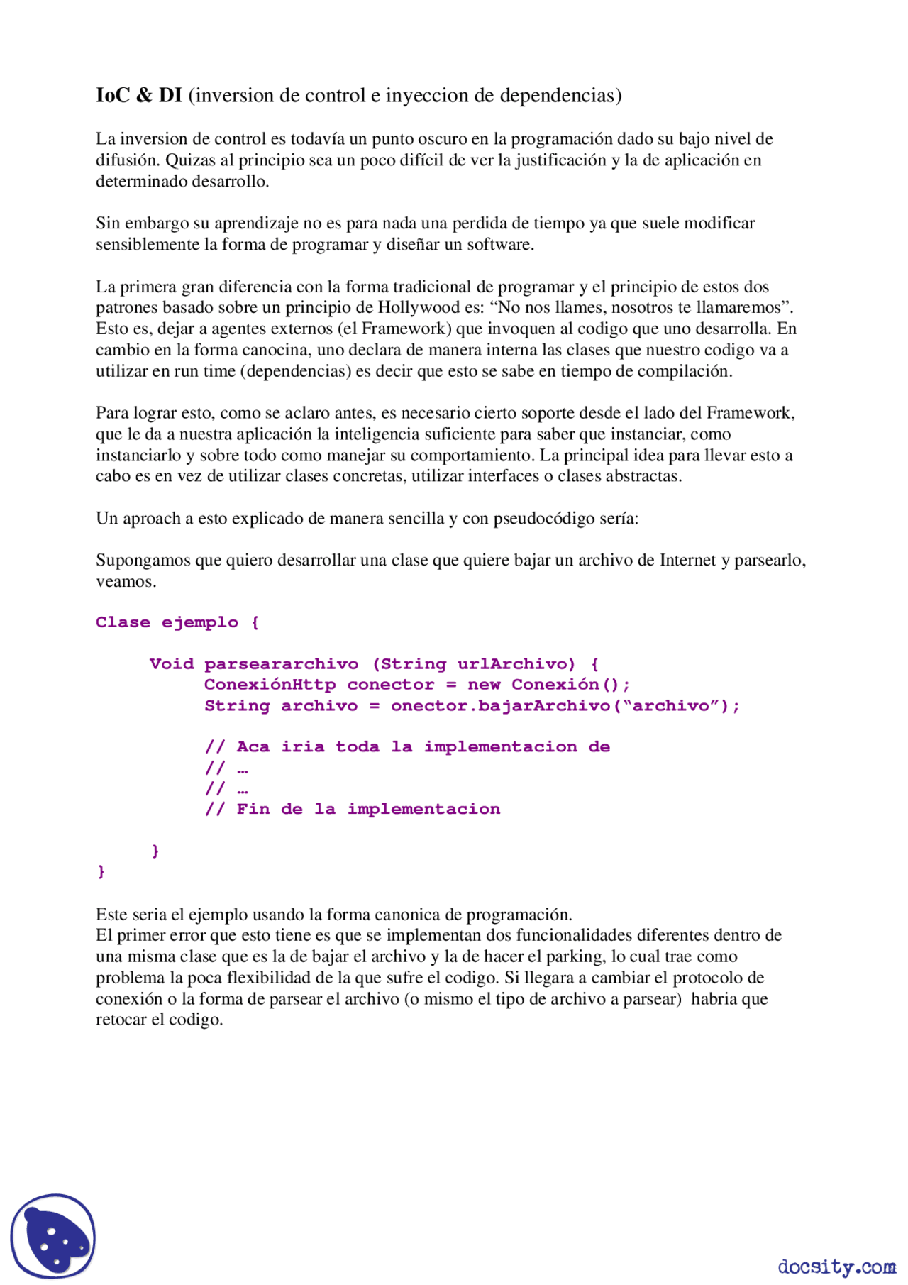 Inversion De Control - Apuntes - Arquitectura Web - Docsity