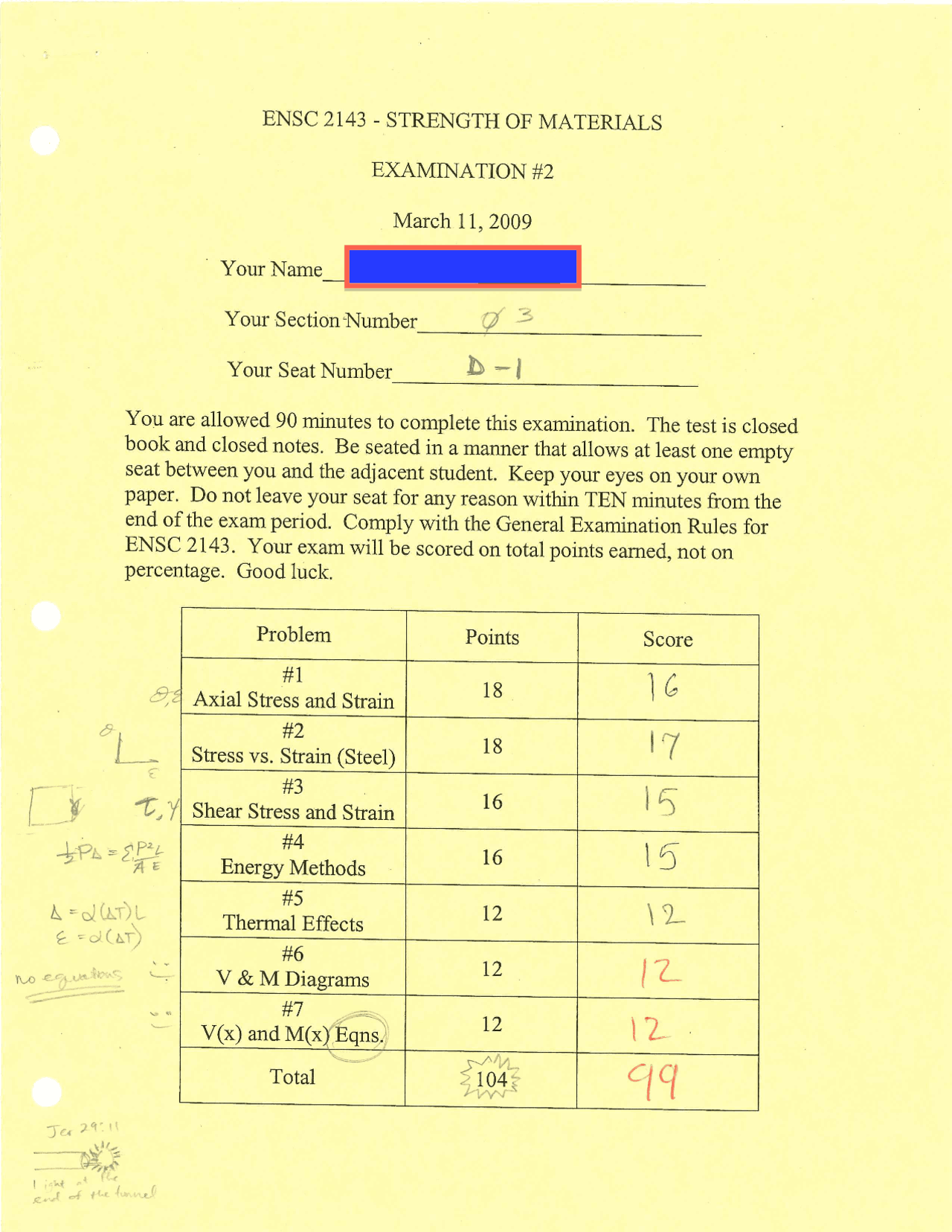 Exam 2 With Solution Strength Of Materials Ensc 2143 Docsity