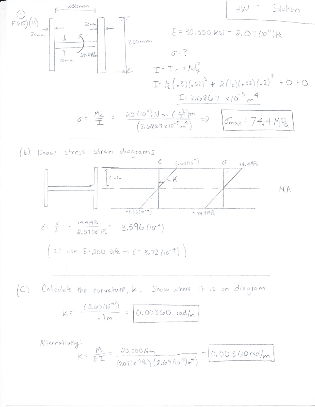 Handwritten Question With Solution Of Strength Of Materials Notes