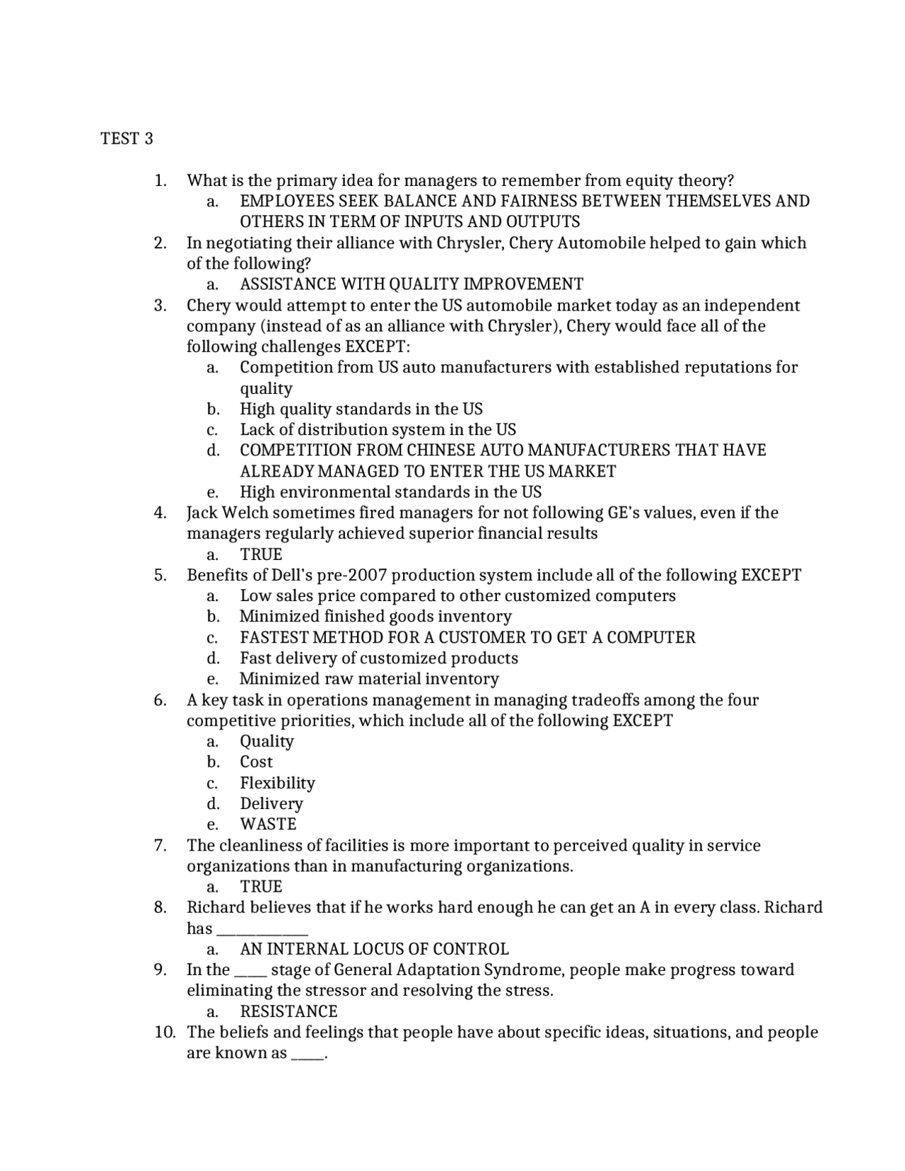 40 Questions | Principles of Management | MGMT 3000 - Docsity