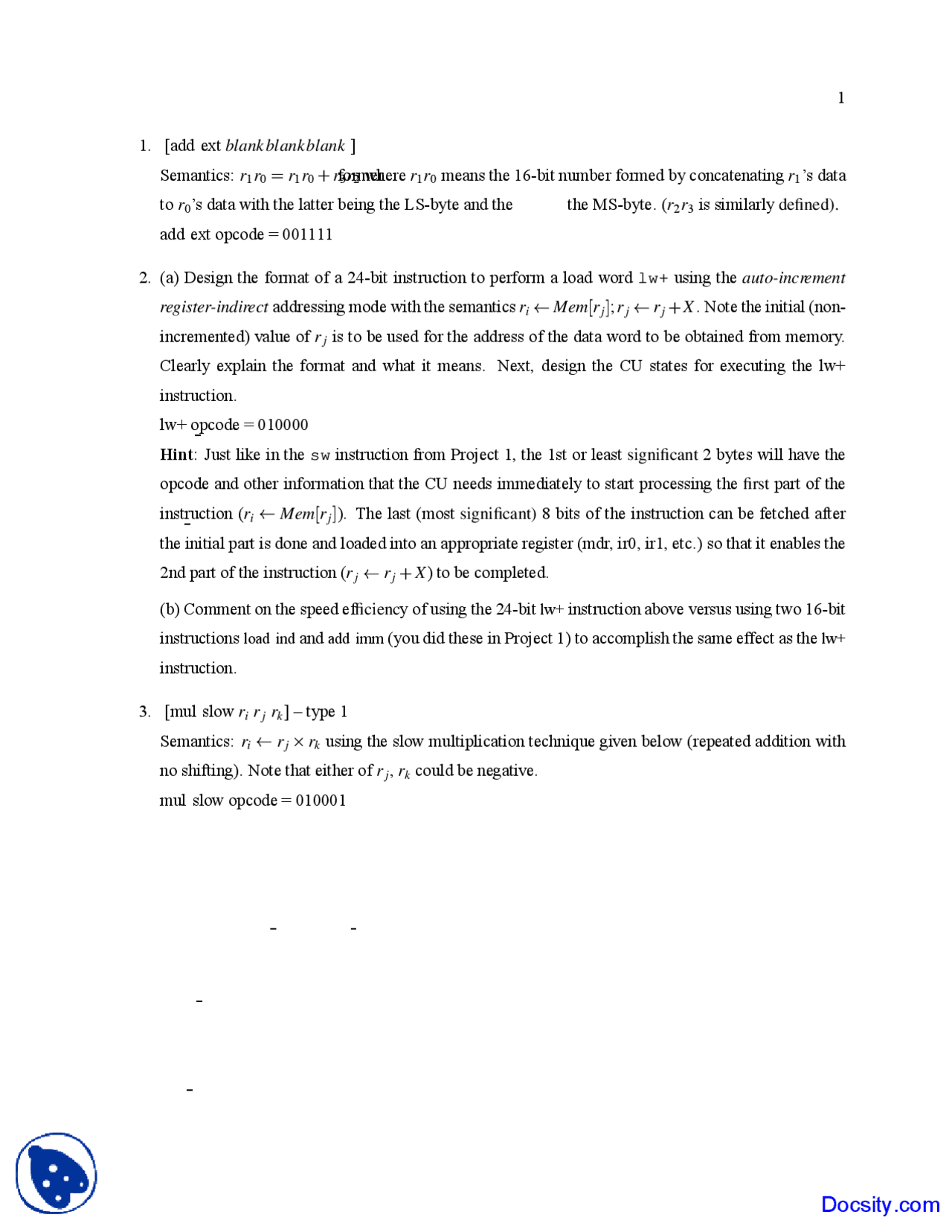 Addressing Mode Intro To Computer Architecture Homework Docsity