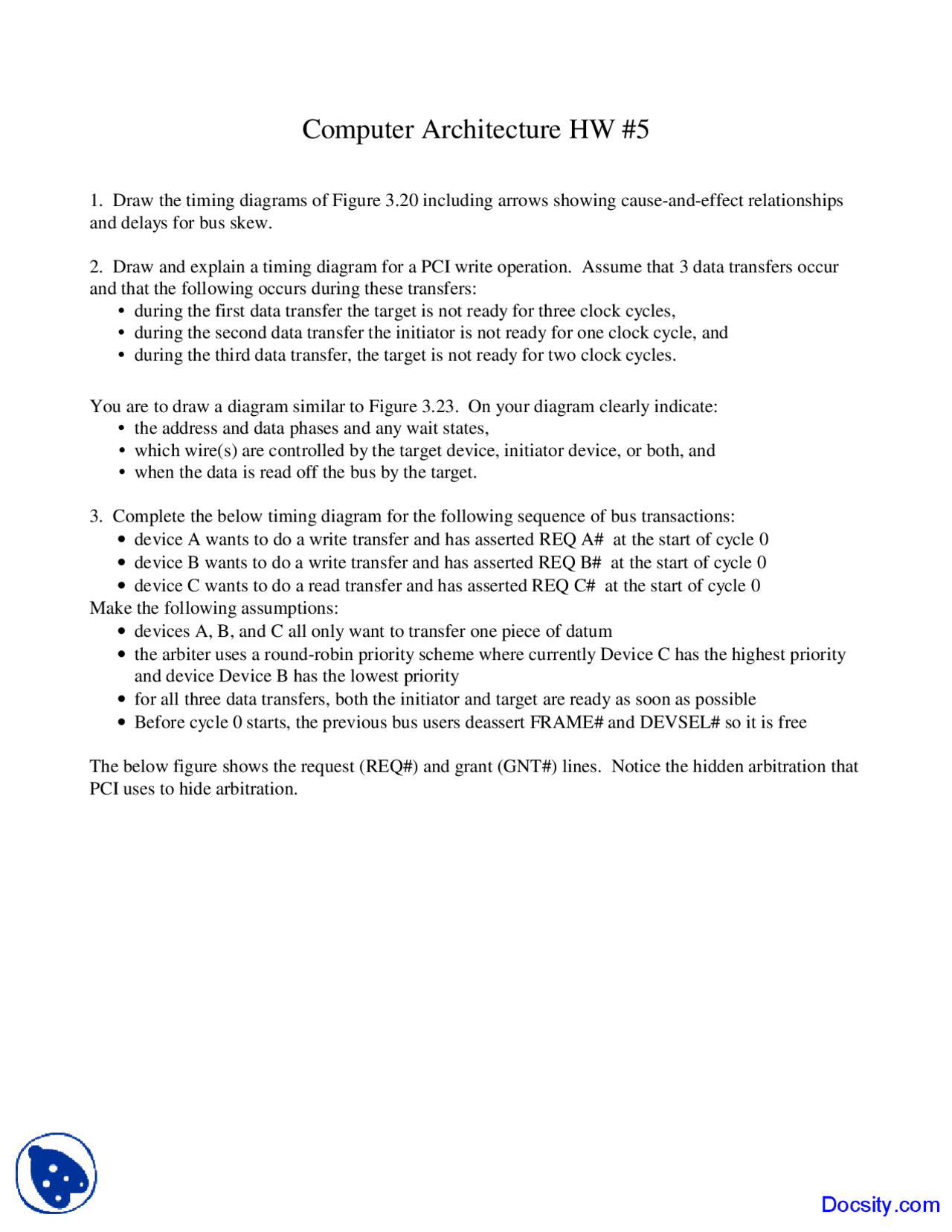 Timing Diagrams Intro To Computer Architecture Homework Docsity