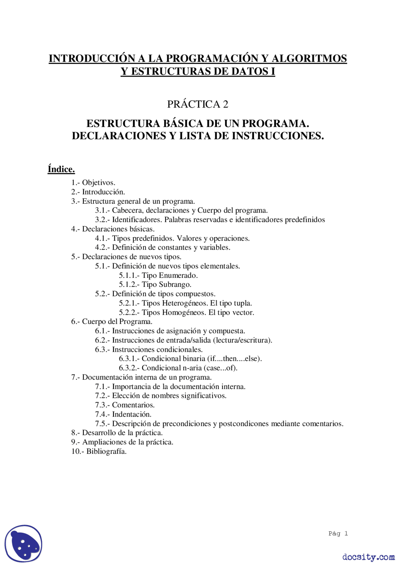Introducción a la programacion y algoritmos - Apuntes - Estructura de ...
