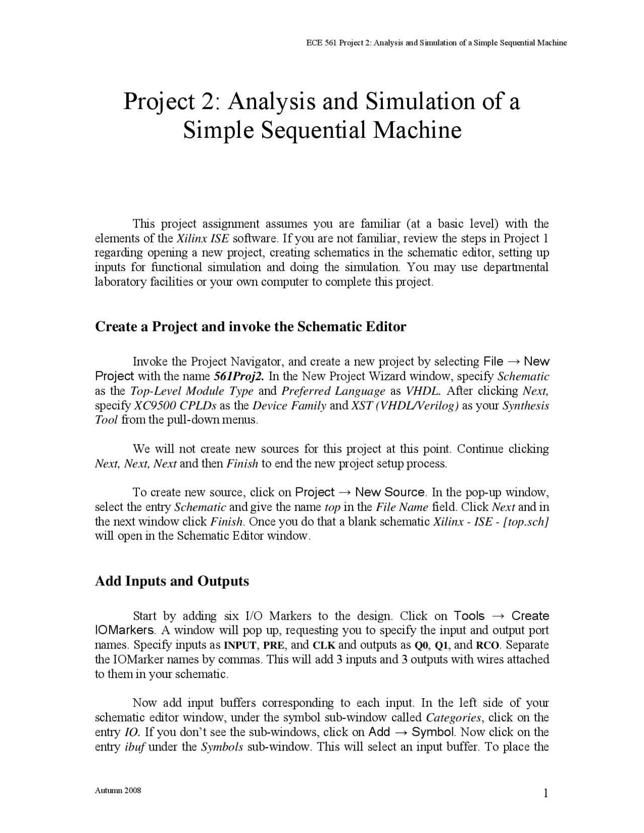 Simple Sequential Machine - Intro to Digital Circuit Design - Project ...