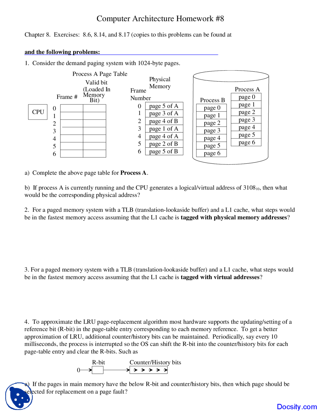 Demand Paging System Intro To Computer Architecture Homework Docsity