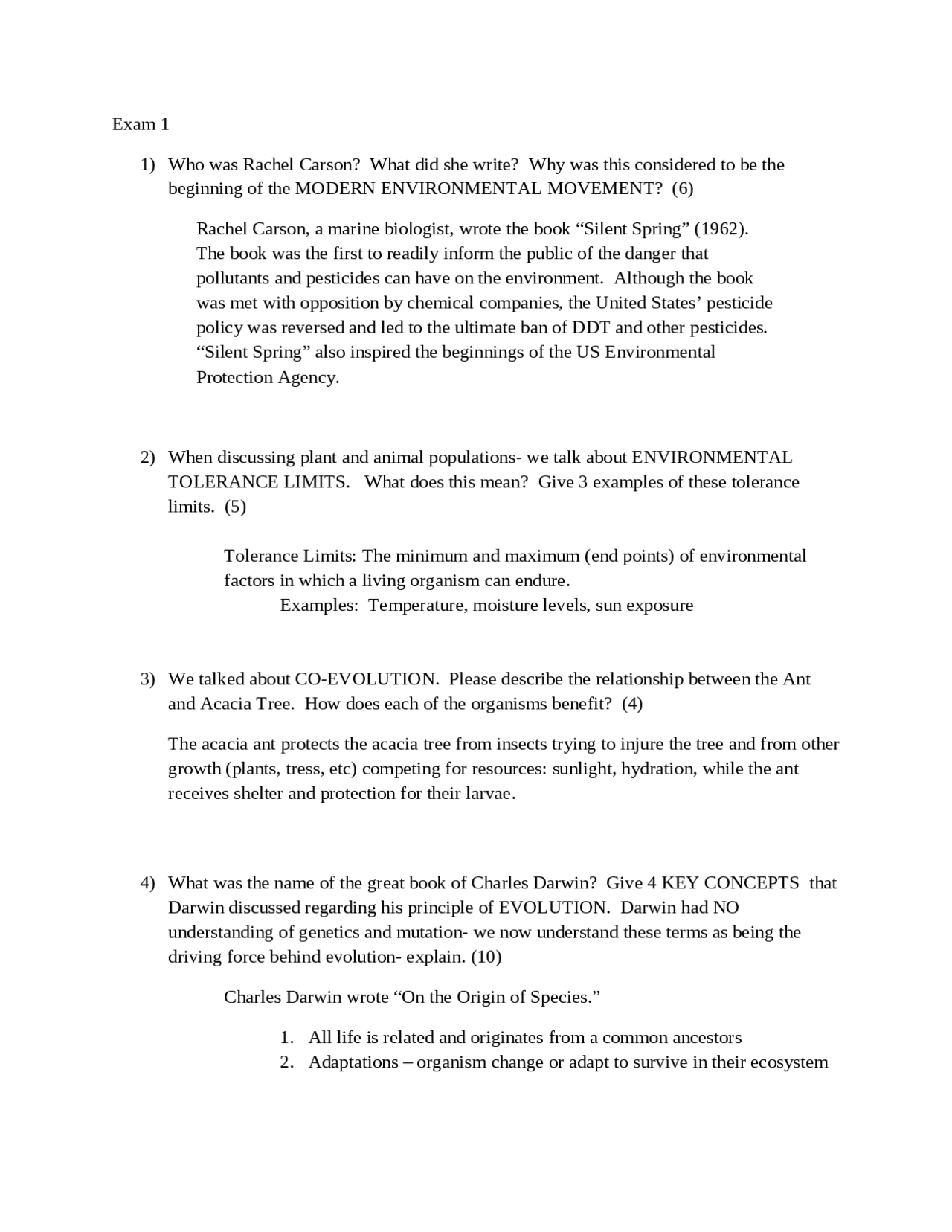 Exam 1 Solution Manual Introduction To Environmental Sciences Es
