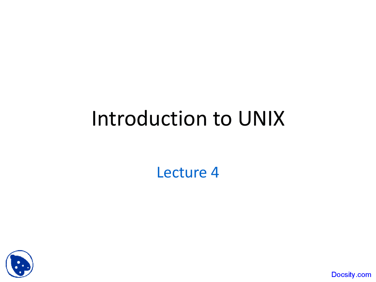 Introduction to UNIX - Intro to Computer Programming - Lecture Slides - Docsity