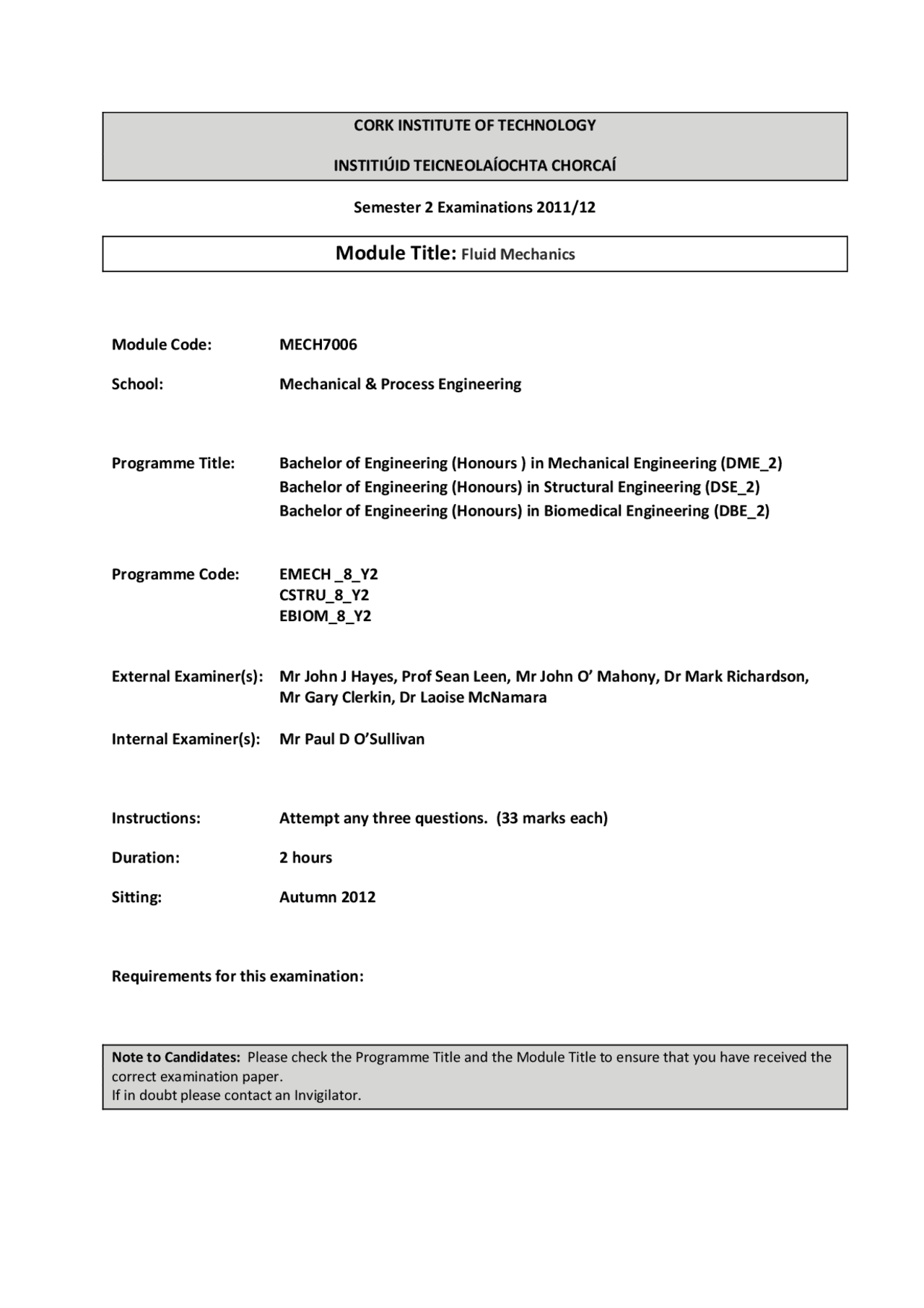 Sluice Gate - Fluid Mechanics - Past Exam Paper | Exams Fluid Mechanics ...