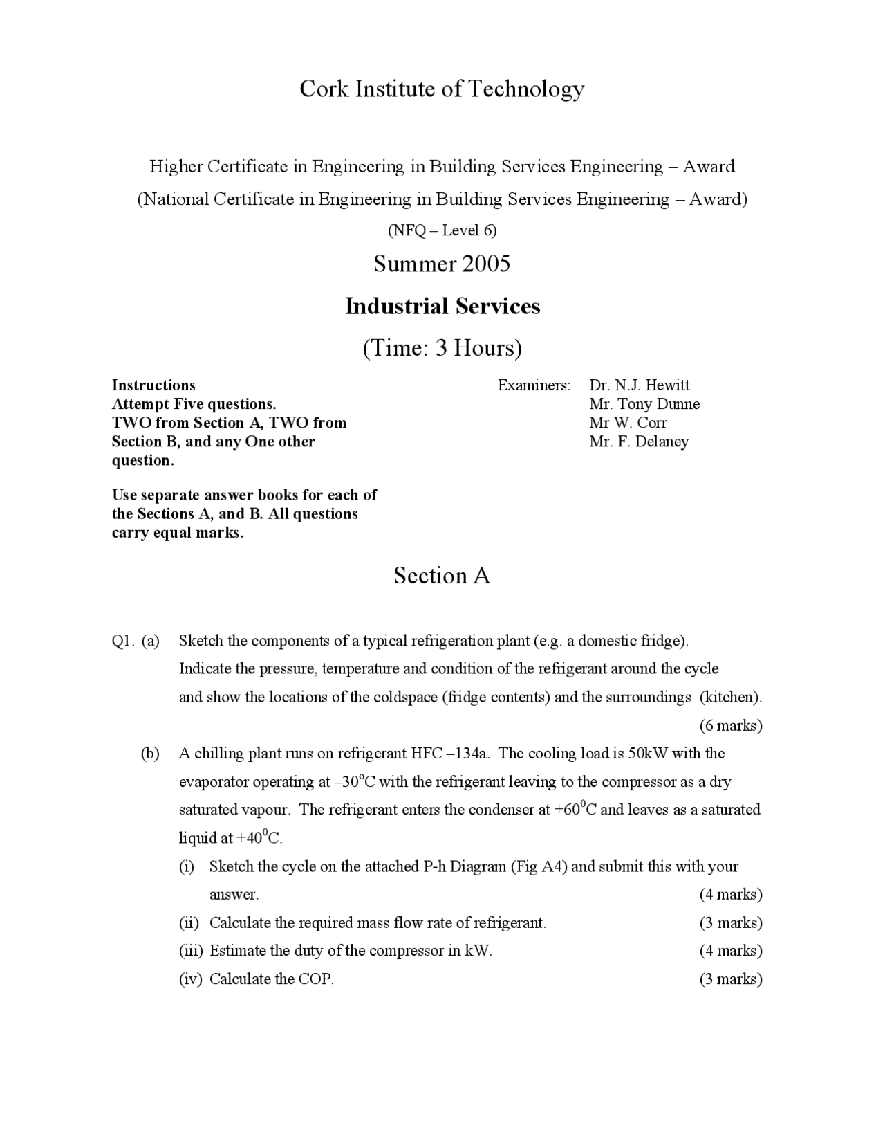 Estimate the Duty - Industrial Services - Past Exam Paper - Docsity