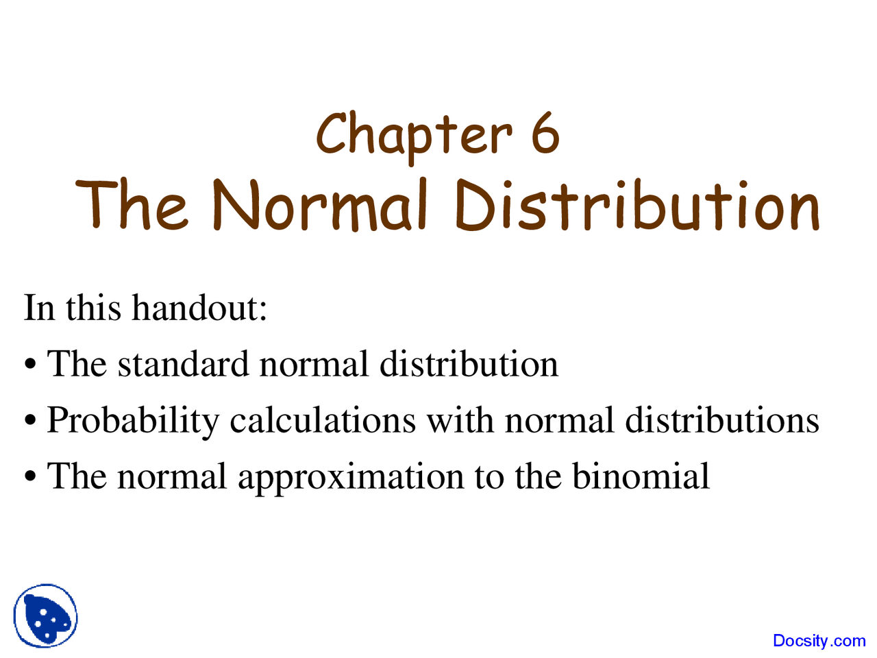 Standard Normal Distribution - Probability and Statistics - Lecture Slides - Docsity