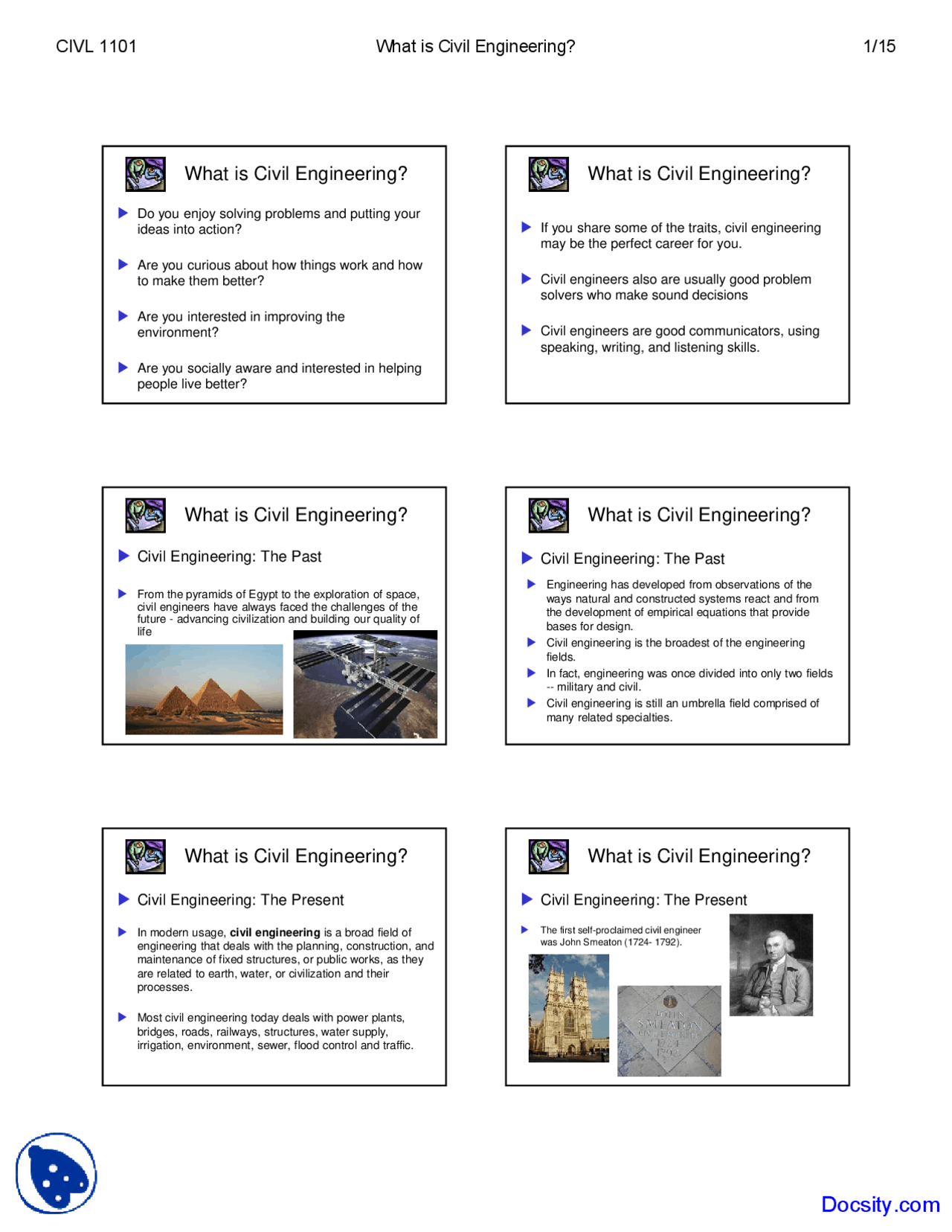 Civil Engineering - Civil Engineering Measurements - Lecture Slides - Docsity