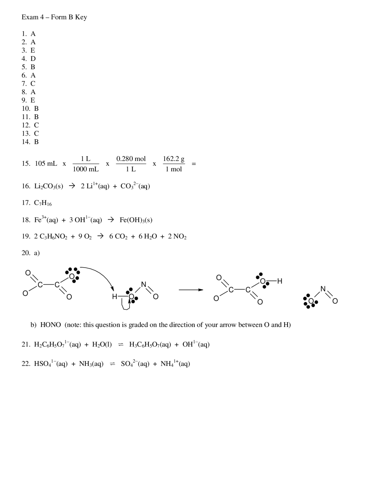 22-question test on Molecular Chemistry - With key answers | CH 101 ...