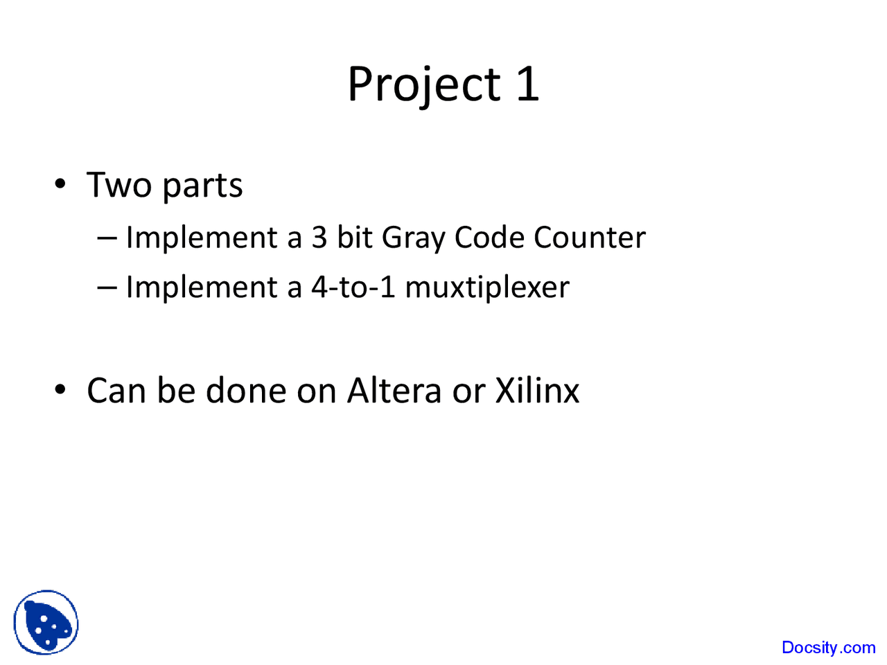 Gray Code Counter - Intro to Advanced Digital Design - Lecture Slides - Docsity
