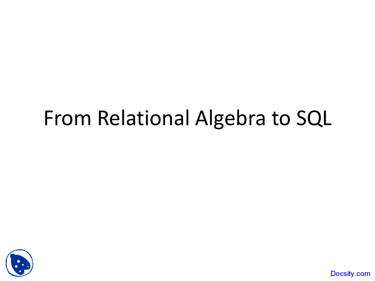 Introduction to Relational Algebra - Data Base Management System ...