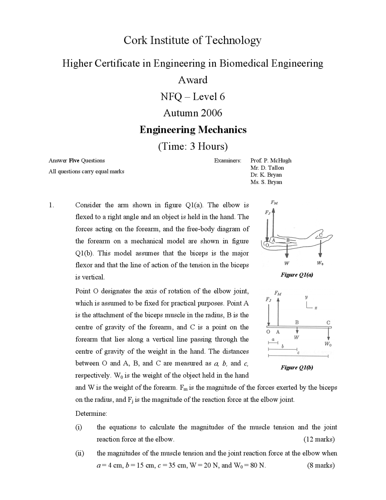 Observed During - Engineering Mechanics - Past Exam Paper - Docsity
