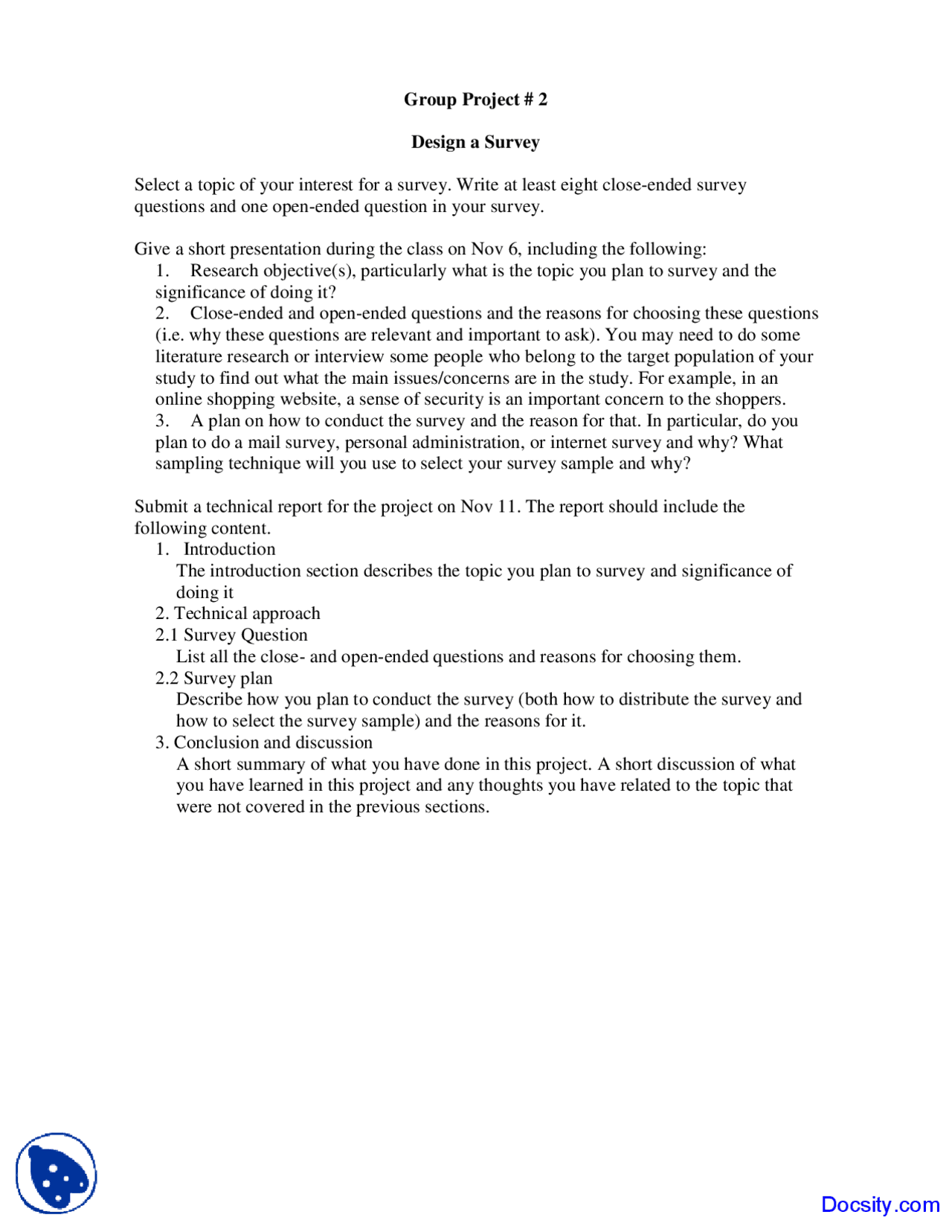 Design Survey - Engineering Perspectives - Project - Docsity