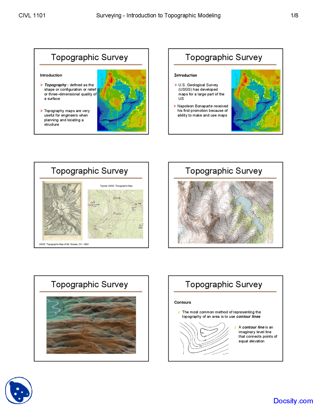 Topographic Modeling Civil Engineering Measurements Lecture Slides