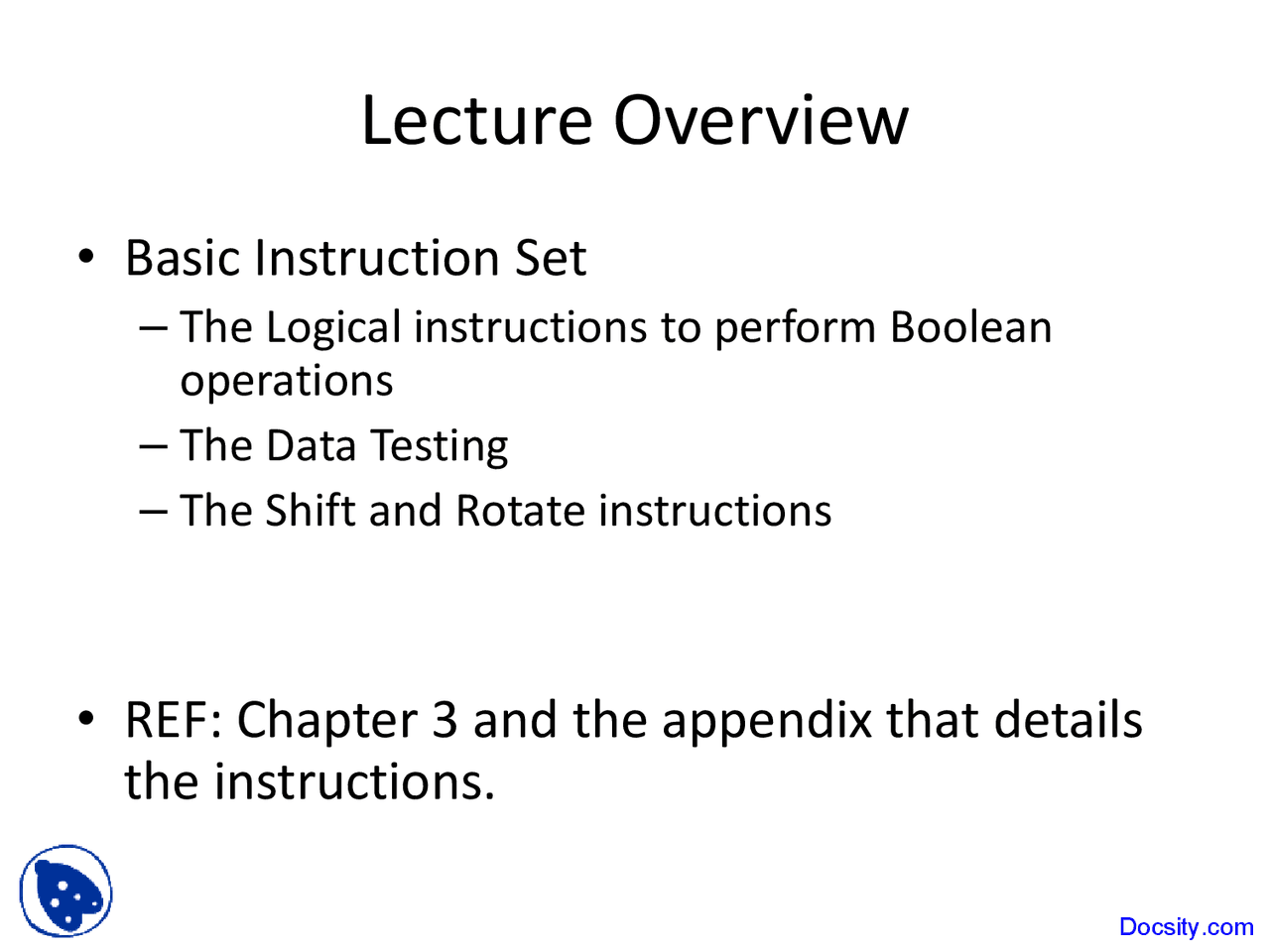 Logical Instructions Microprocessor Based Systems Lecture Slides