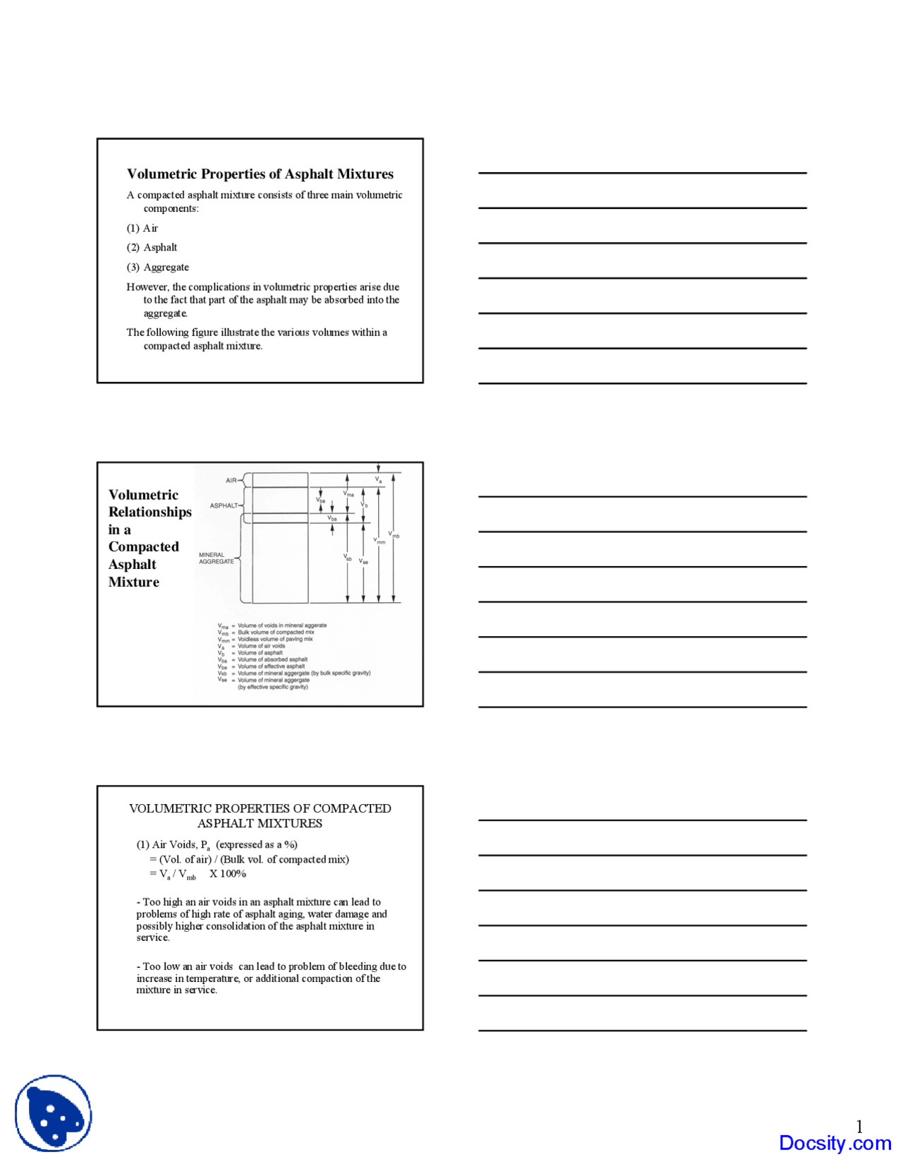 Volumetric - Civil Engineering - Lecture Slides - Docsity