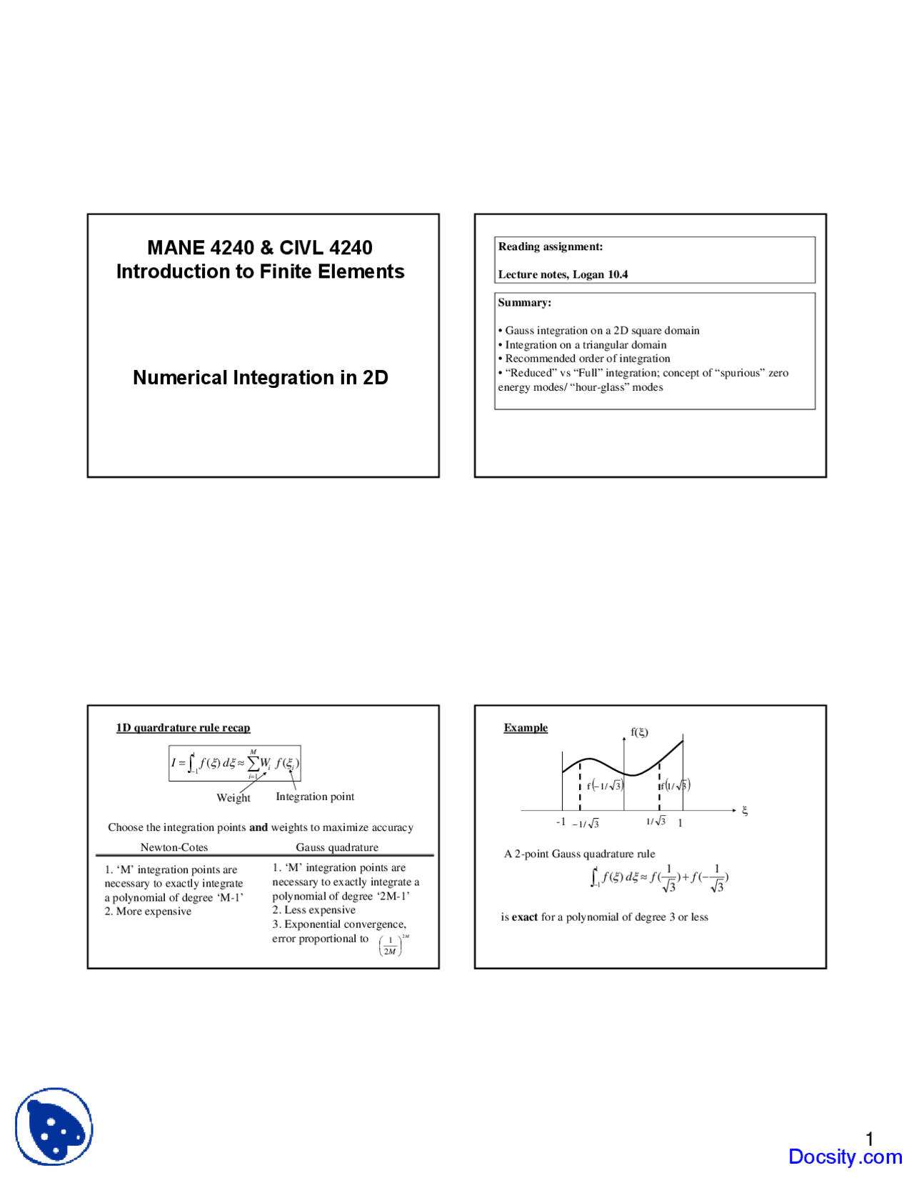 Numerical Integration in 2D - Introduction to Finite Elements - Lecture ...