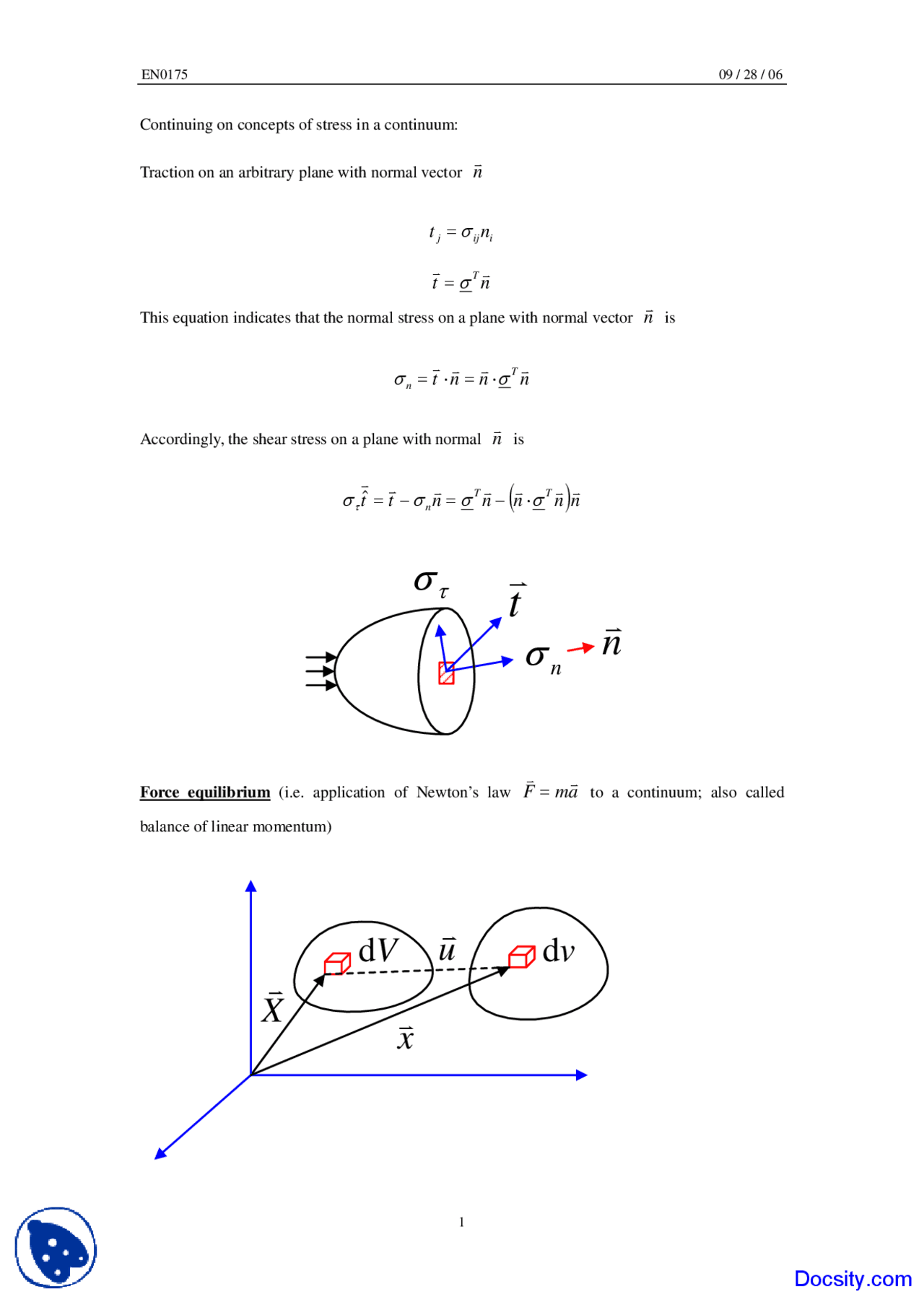 Concepts of Stress in Continuum - Advanced Mechanics of Solids ...