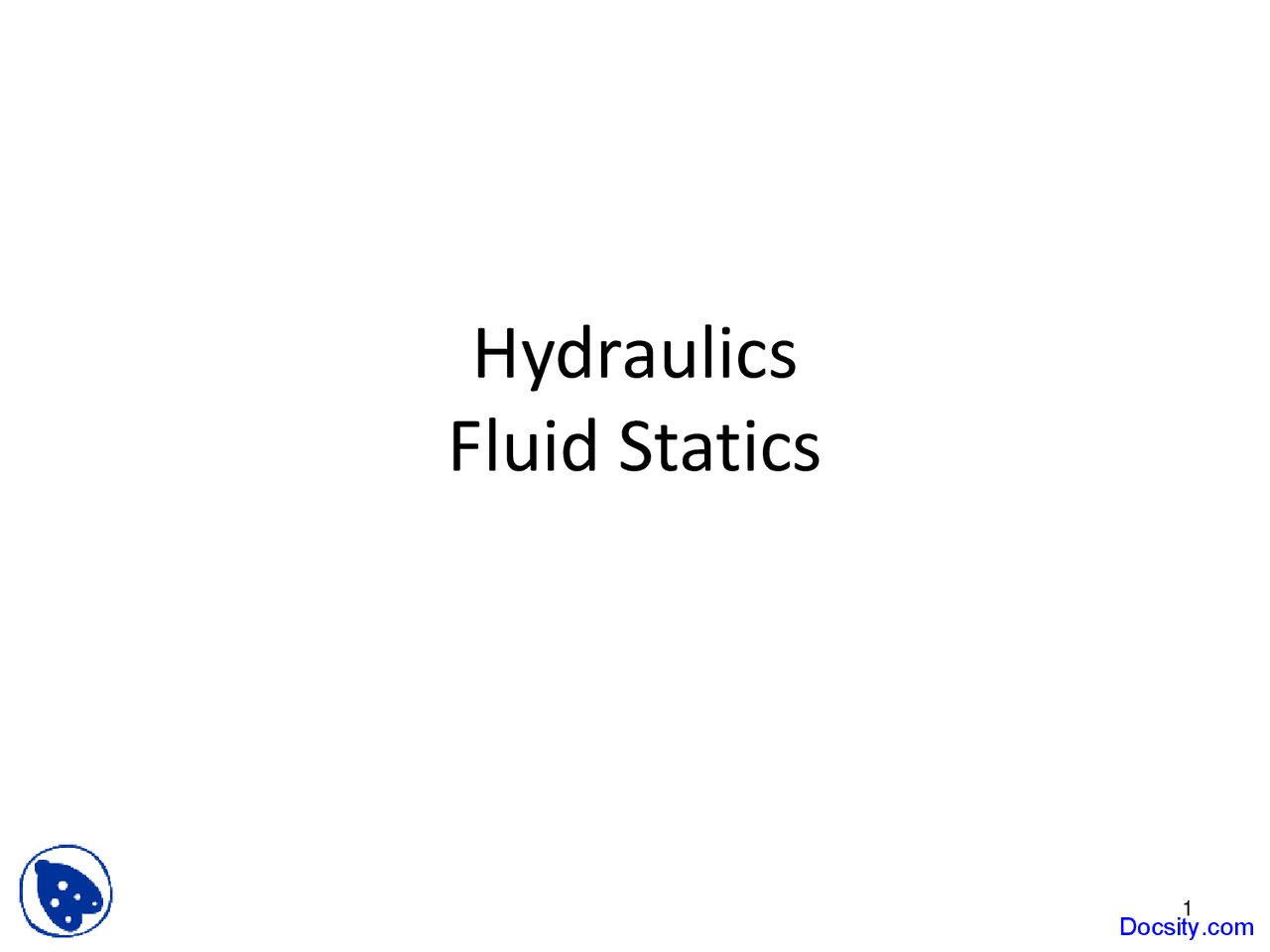 Fluid Statics Hydraulics Lecture Slides Docsity