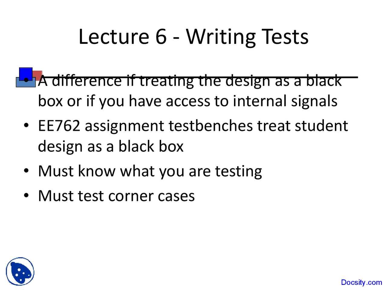 Writing Tests Hdl Design Lecture Slides Docsity