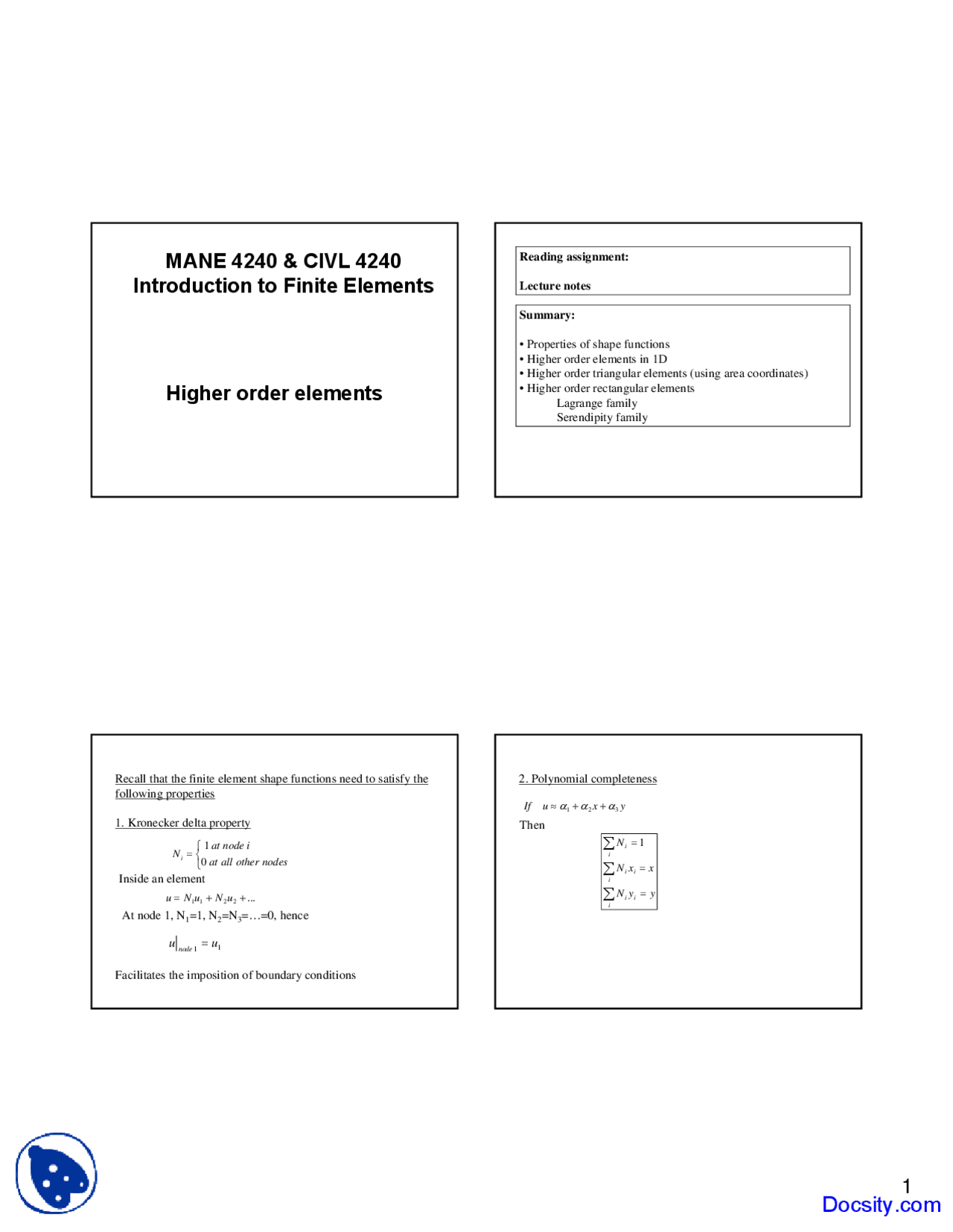 Higher Order Elements - Introduction to Finite Elements - Lecture ...