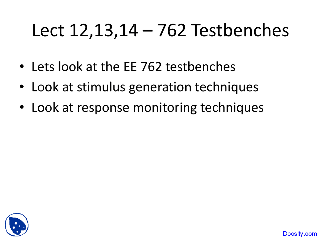 Testbenches Hdl Design Lecture Slides Docsity