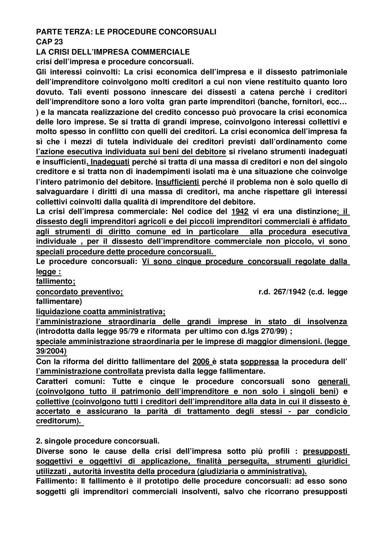 Procedure Concorsuali Campobasso Diritto Commerciale Docsity