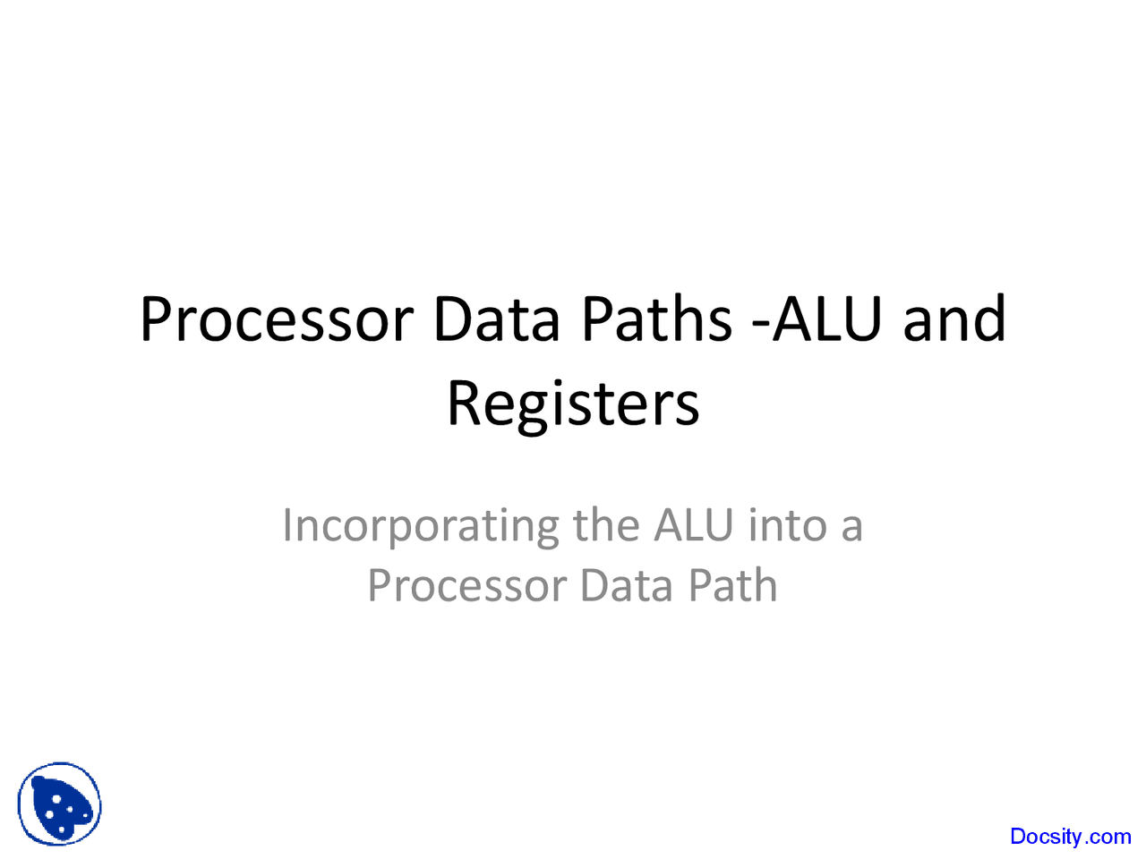 Processor Data Paths Hdl Design Lecture Slides Docsity
