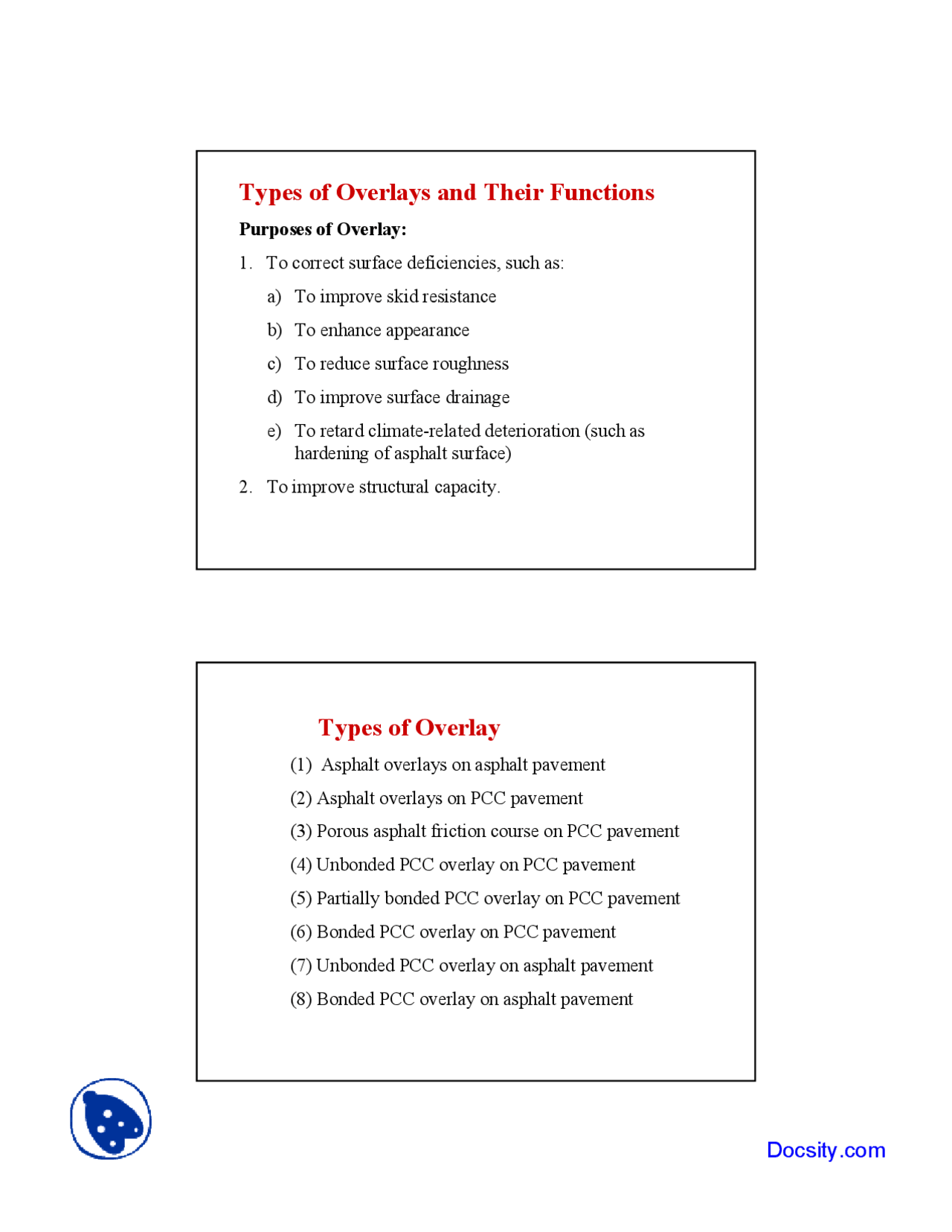 Types Of Overlays Pavement Managment System Lecture Slides Slides