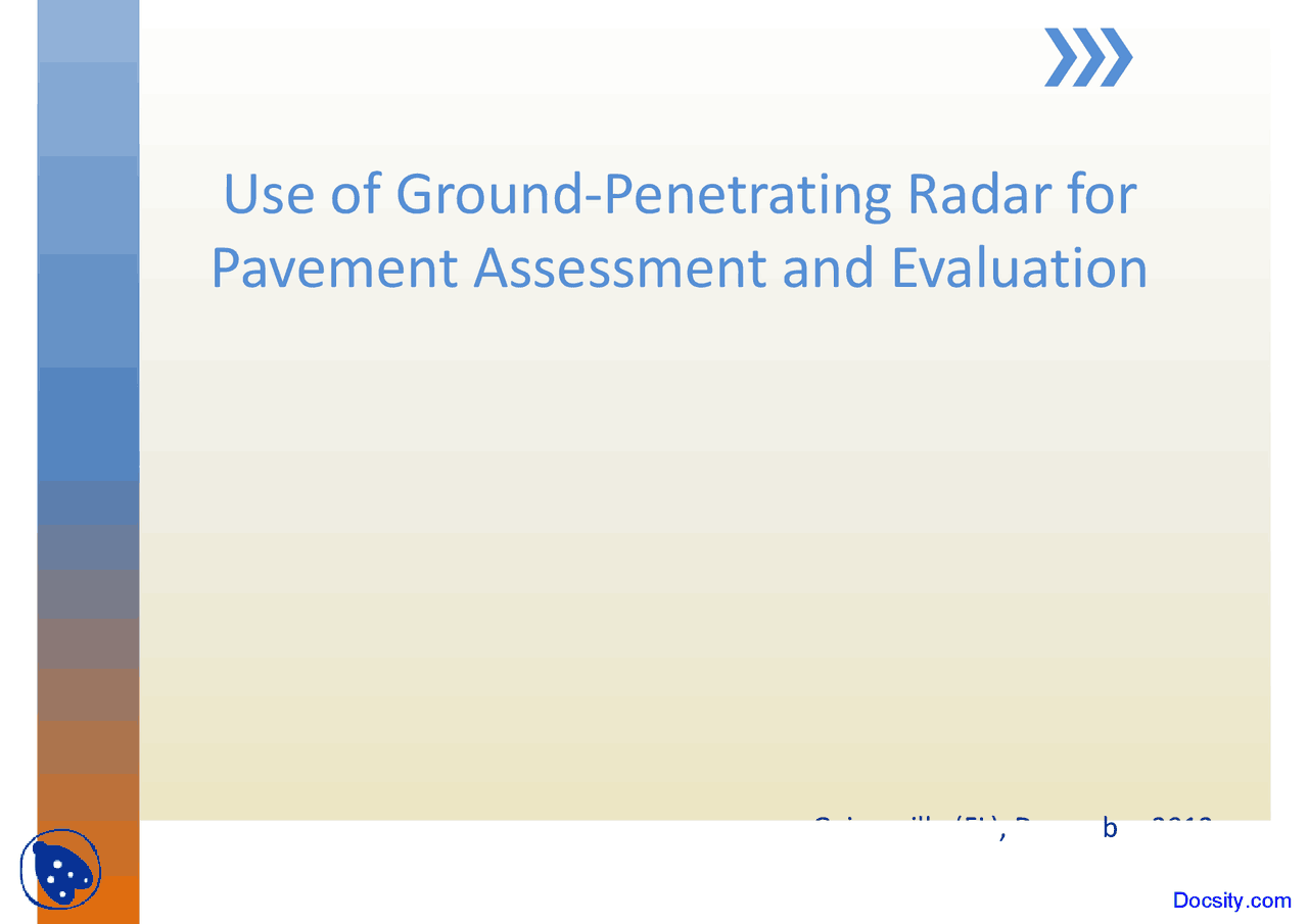 Pavement Assessment Pavement Managment System Lecture Slides Docsity