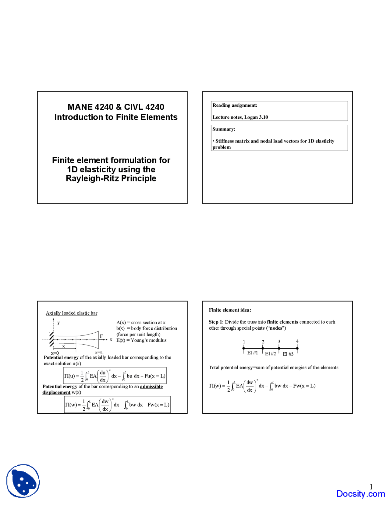 Finite Element Formulation Introduction To Finite Elements Lecture