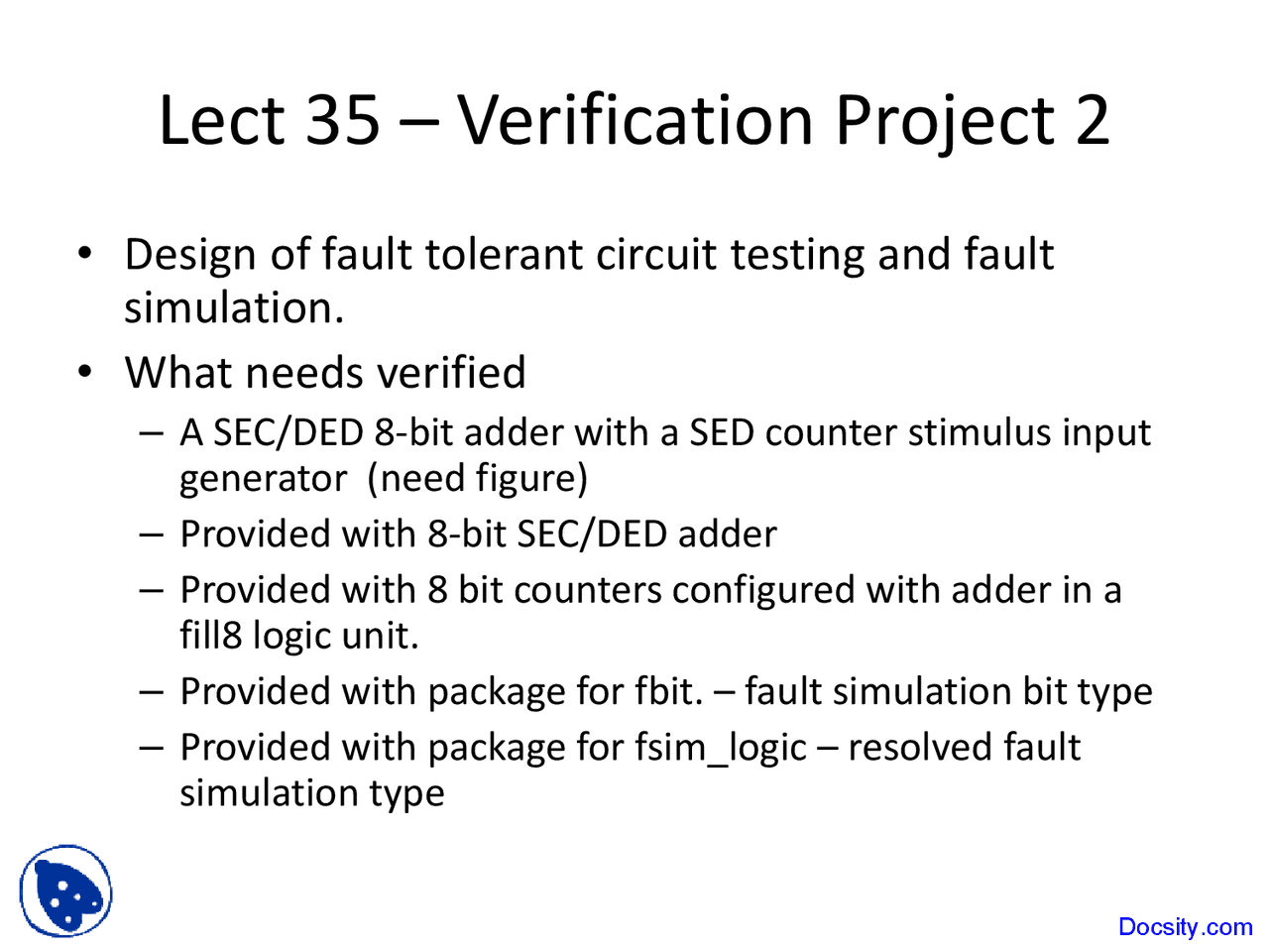 Verification Project Hdl Design Lecture Slides Docsity