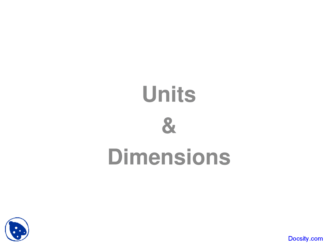 Dimensions - Introduction to Engineering - Lecture Slides - Docsity