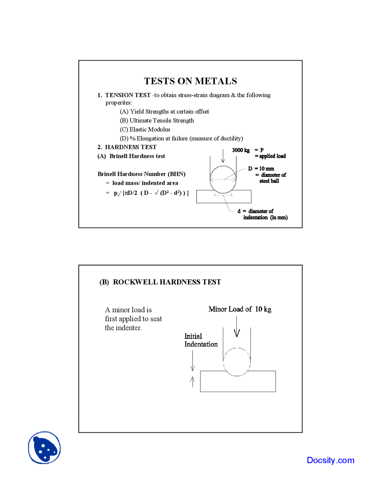 Test On Metals Pavement Managment System Lecture Slides Docsity