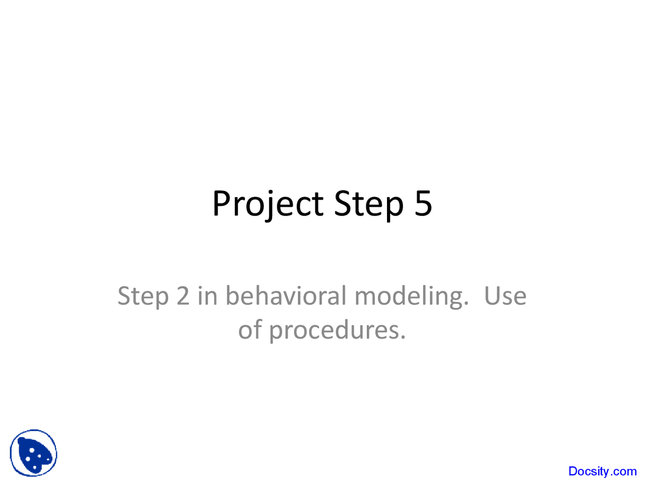 Behavioral Modeling Hdl Design Lecture Slides Docsity